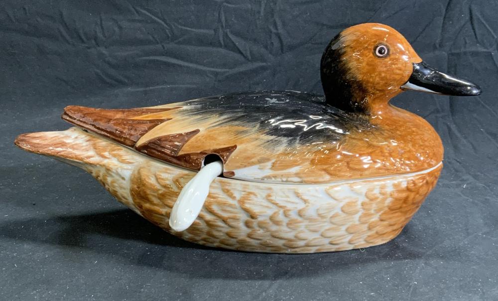 Sold at Auction: Vintage Ceramic Majolica Duck Tureen, Italy