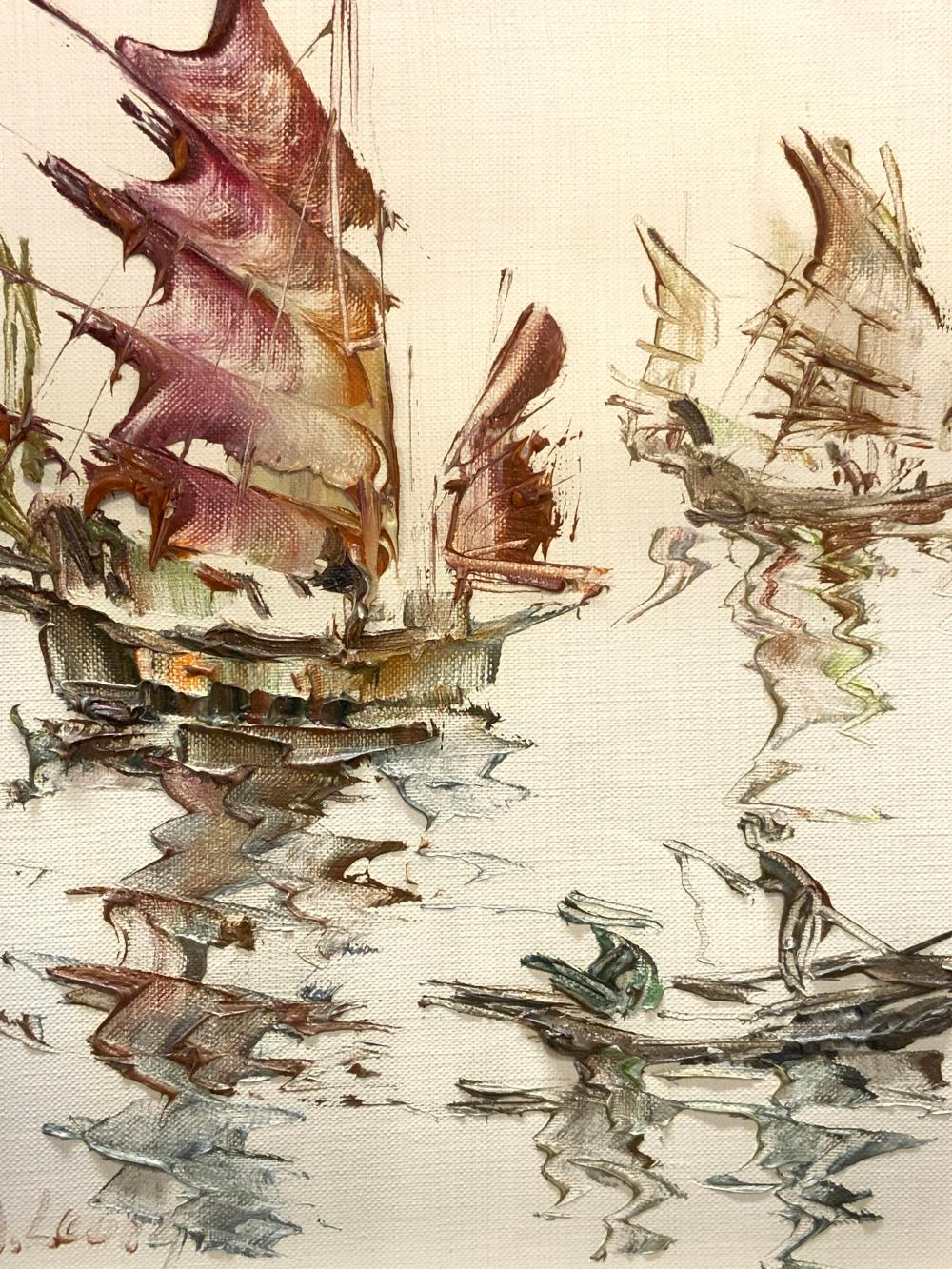 Sold at Auction: Y.W. LEUNG Abstract Seascape Oil Painting
