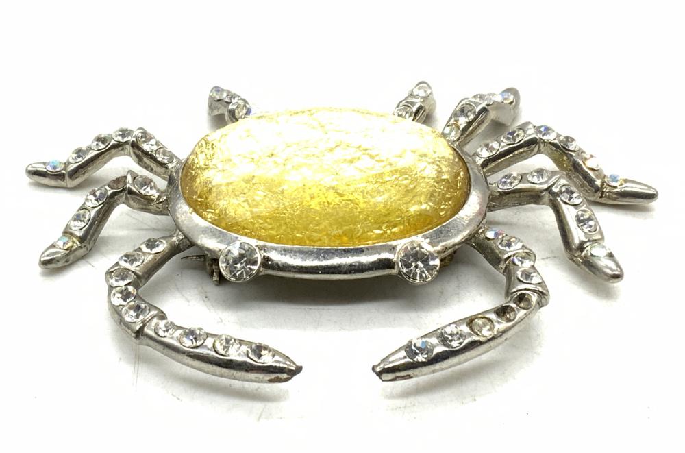 Sold at Auction: Bejeweled Crystal crab Statement Brooch