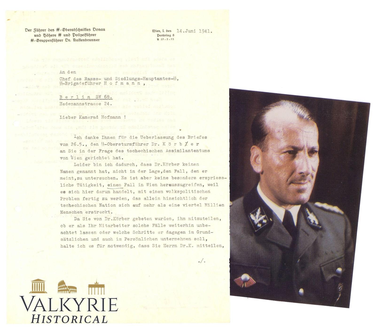 At Auction: Letter Signed by Ernst Kaltenbrunner Chief of Reich ...