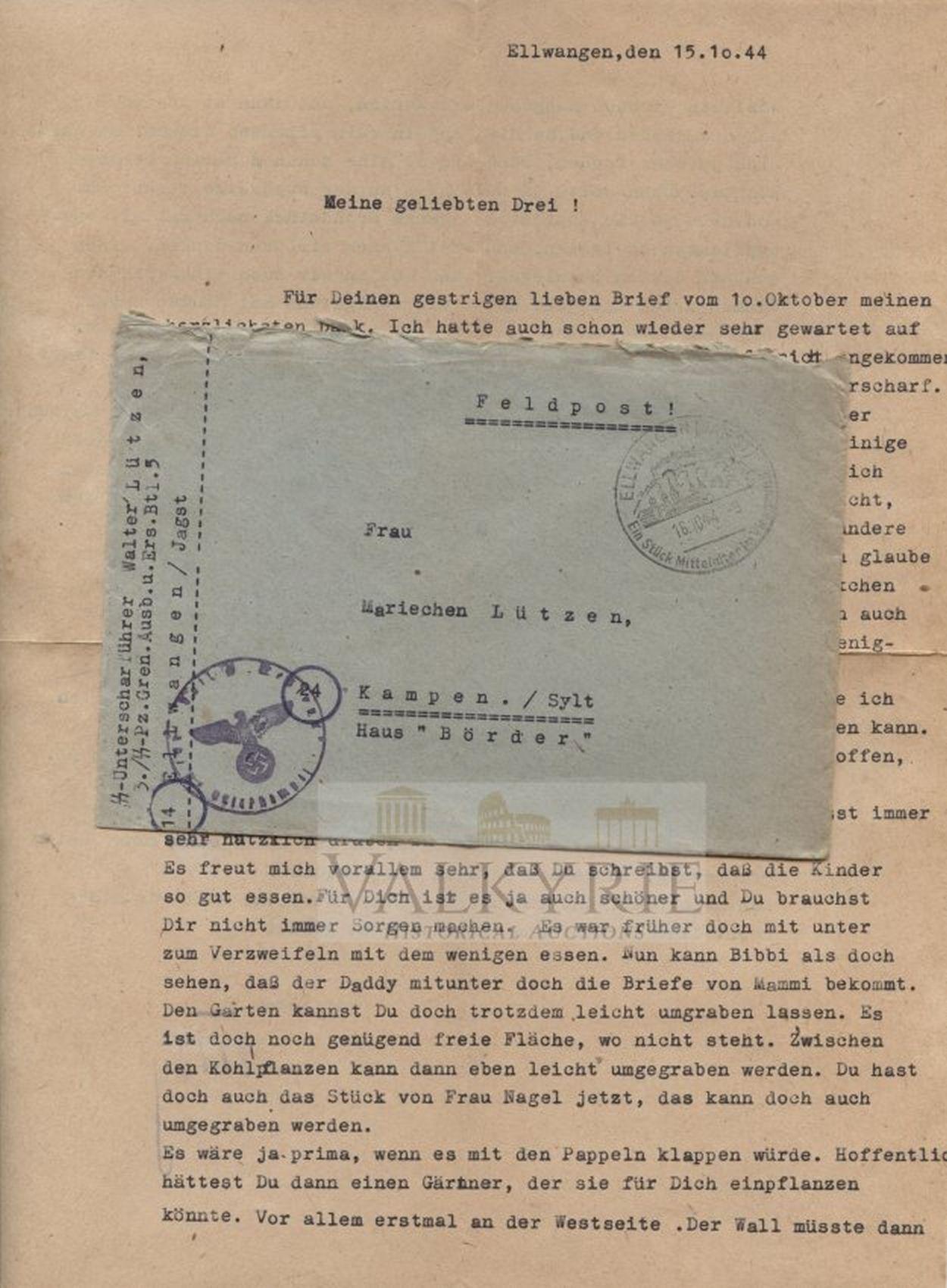 Sold Price: SS-Unterscharfuhrer letter set SS-Feldpost. - Invalid date MST