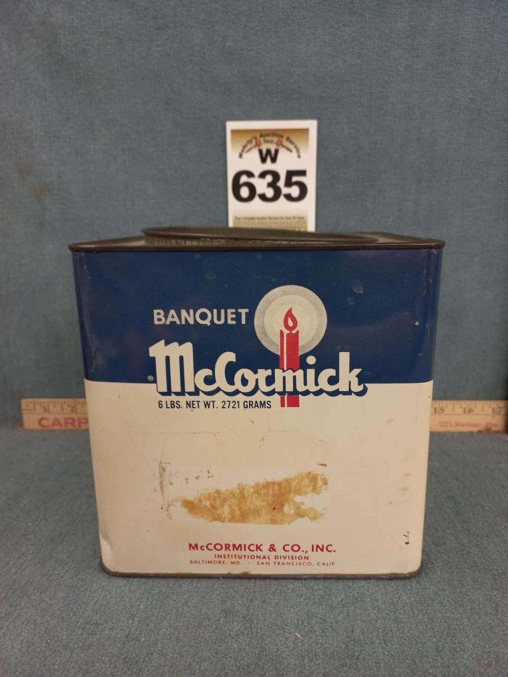 Bid Now: Large McCormick Banquet Tin - November 2, 0122 9:00 AM EST