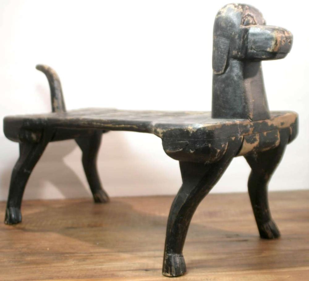 Sold at Auction: Stephen Huneck, Stephen Huneck Folk Art dog footstool