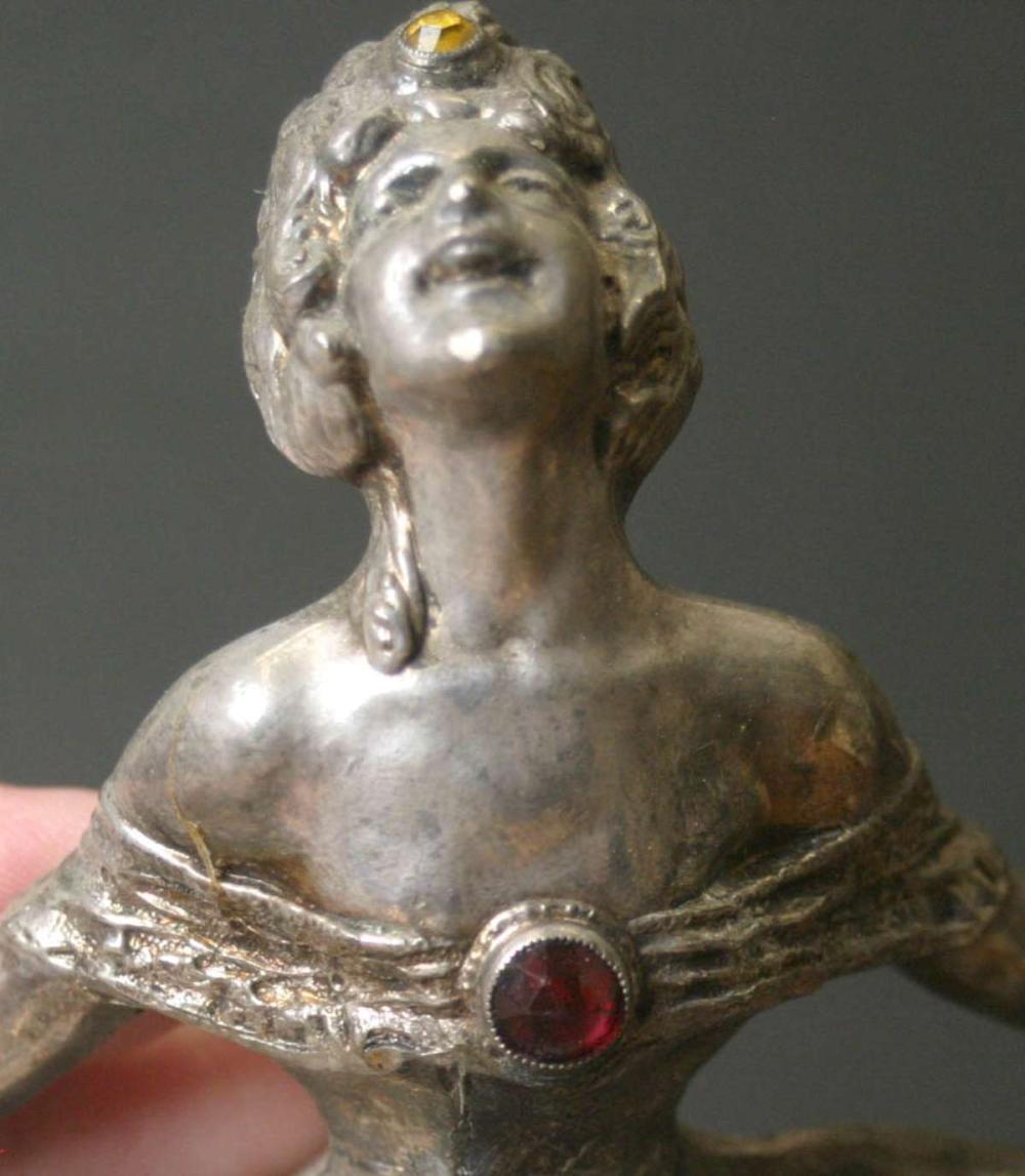 Bid Now: antique jeweled metal Art Deco lady statue - November 1, 0121 ...