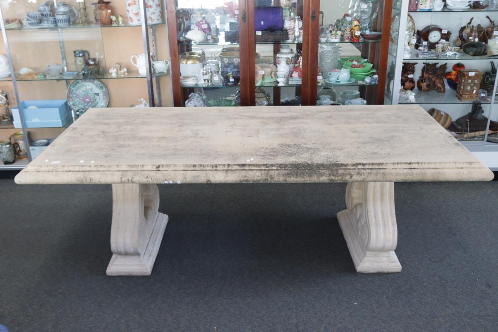 Lot - LARGE GRFC, FIBREGLASS REINFORCED LIMESTONE DINING TABLE AND BASE ...