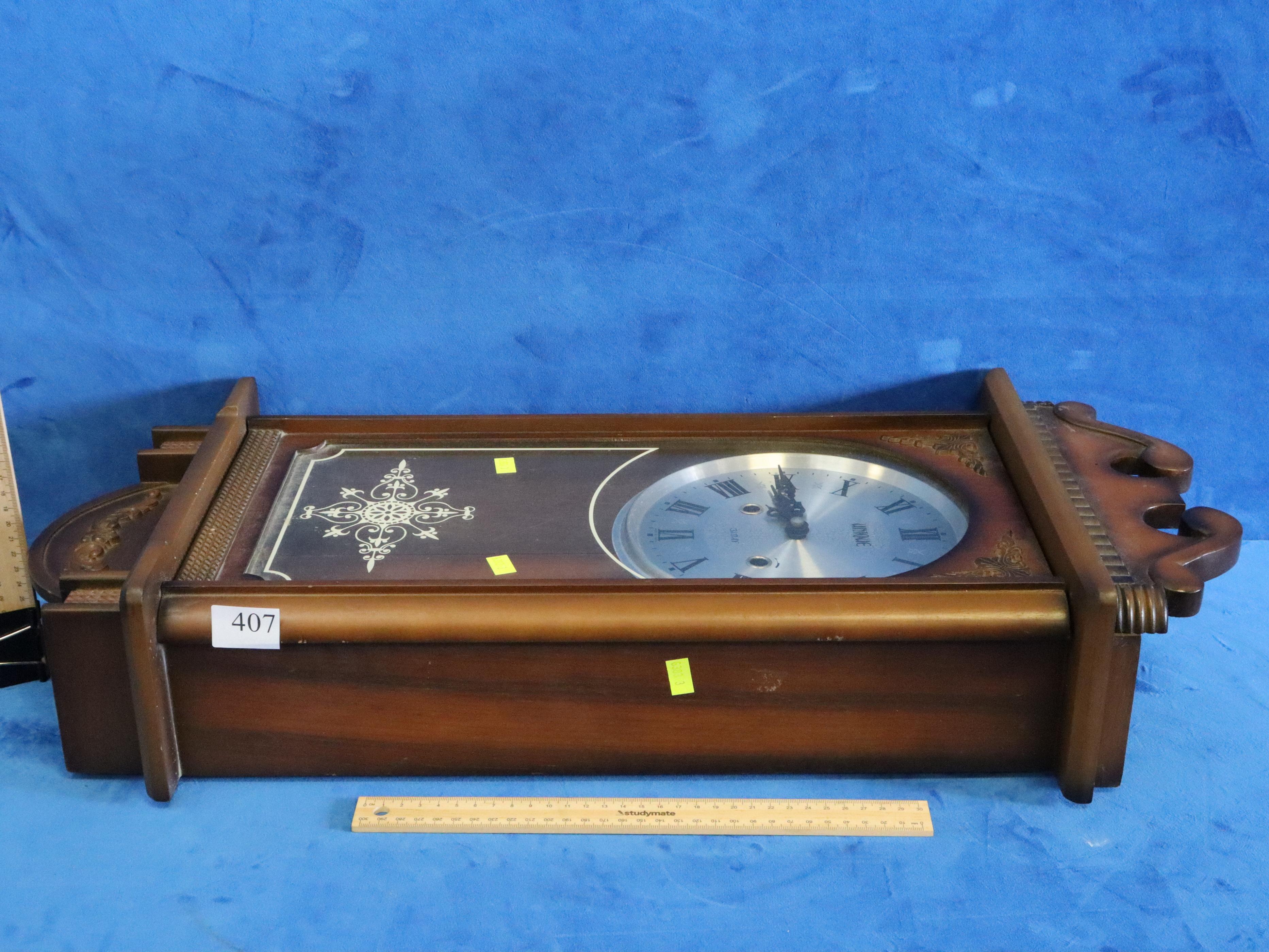 Lot - VINTAGE 31 DAY 'UNIQUE' WOODEN WIND UP WALL CLOCK IJN ORNATE ...