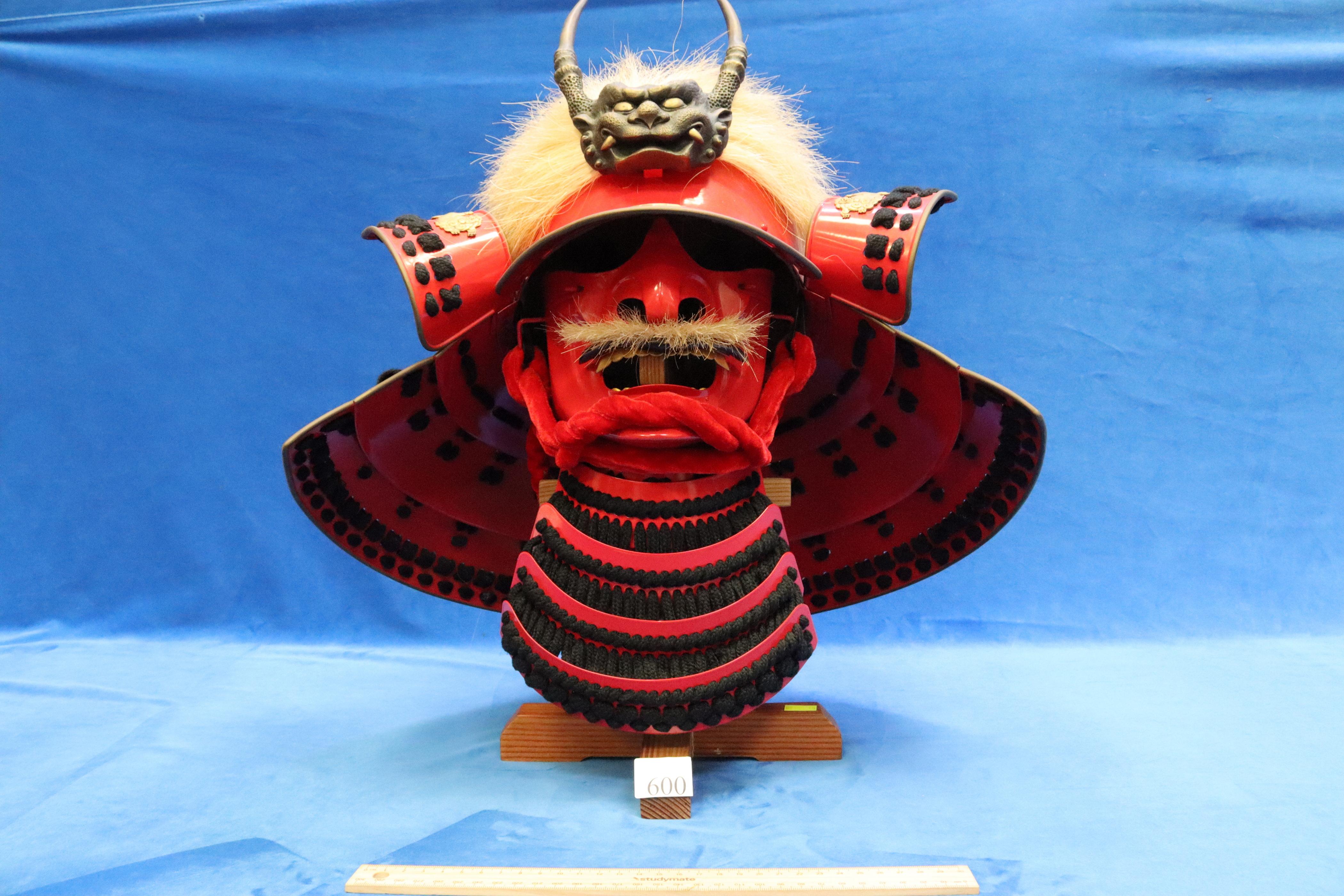 Lot - TAKEDA SHINGEN HELMET ON DISPLAY STAND BY PAUL CHEN / HANWEI ...
