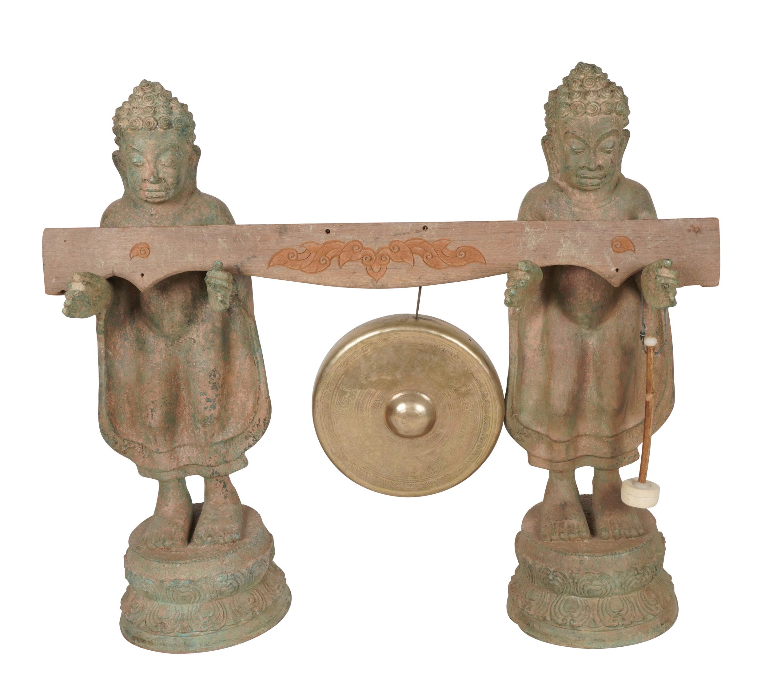 Lot - PAIR OF BRONZE BUDDHA FIGURES