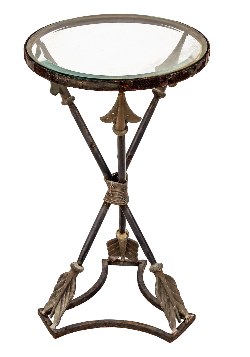 Lot - IRON & METAL TRIPOD OCCASIONAL TABLE