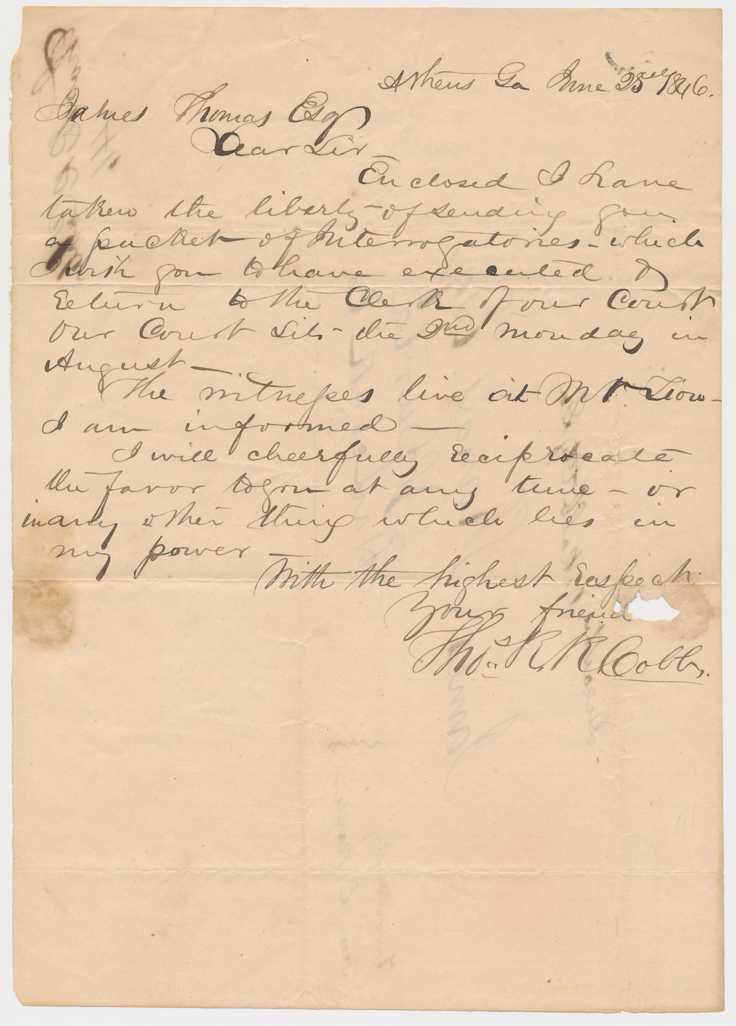 Lot - THOMAS READE ROOTES COBB