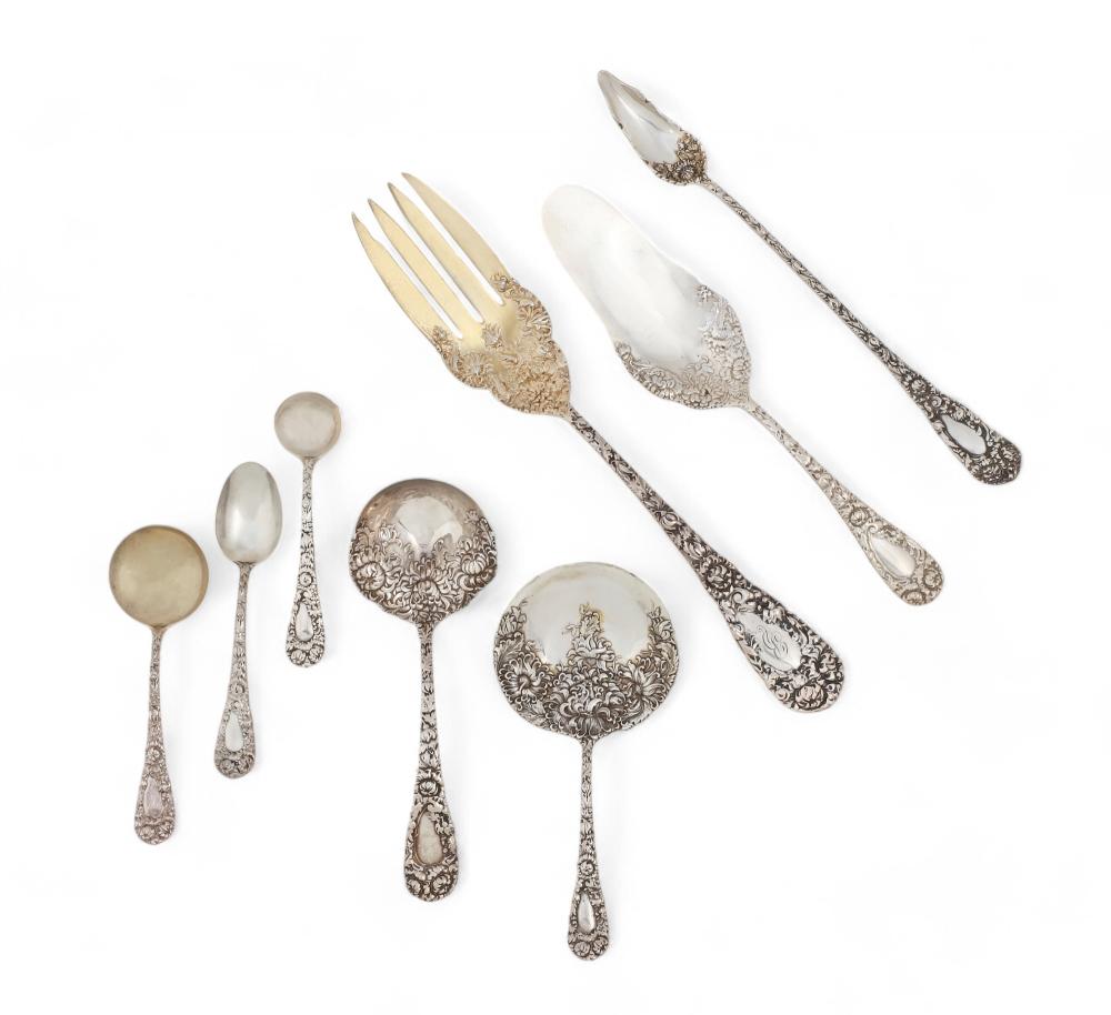 Lot - An assembled eight piece group of Durgin sterling silver ...