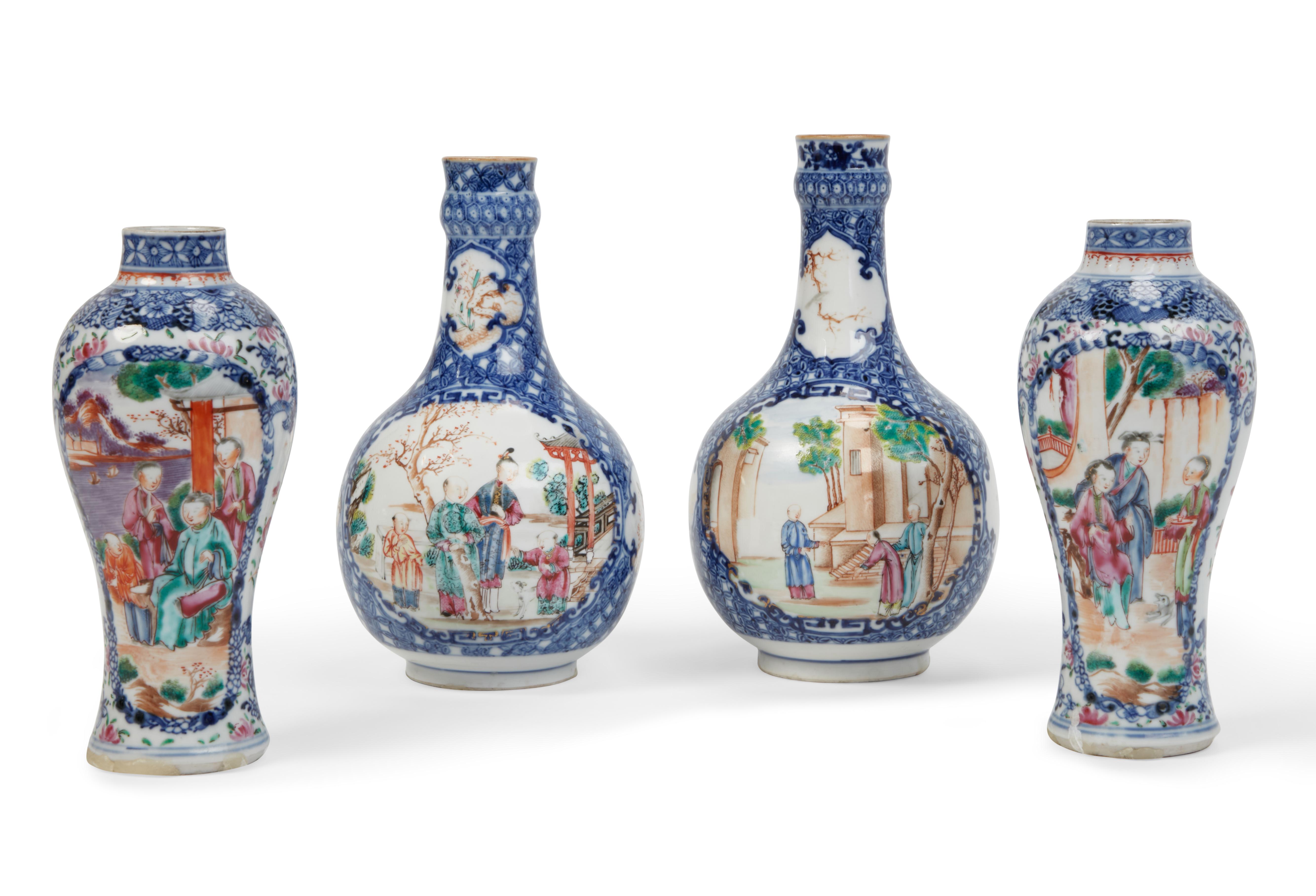 Lot - Four Chinese polychrome glazed porcelain vases
