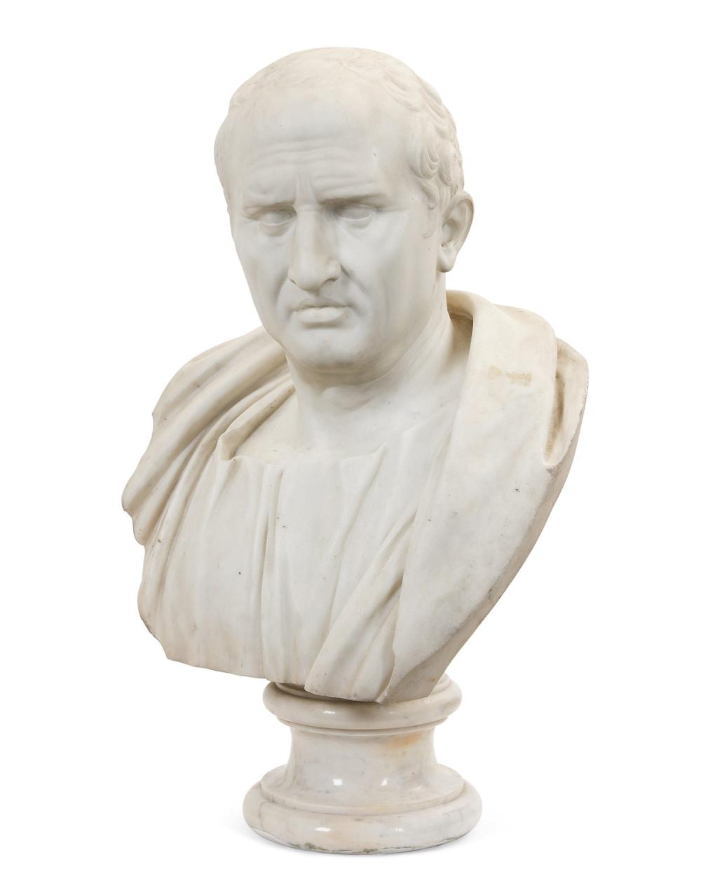 Lot - An Italian carrara marble bust of Marcus Tullius Cicero, 19th century
