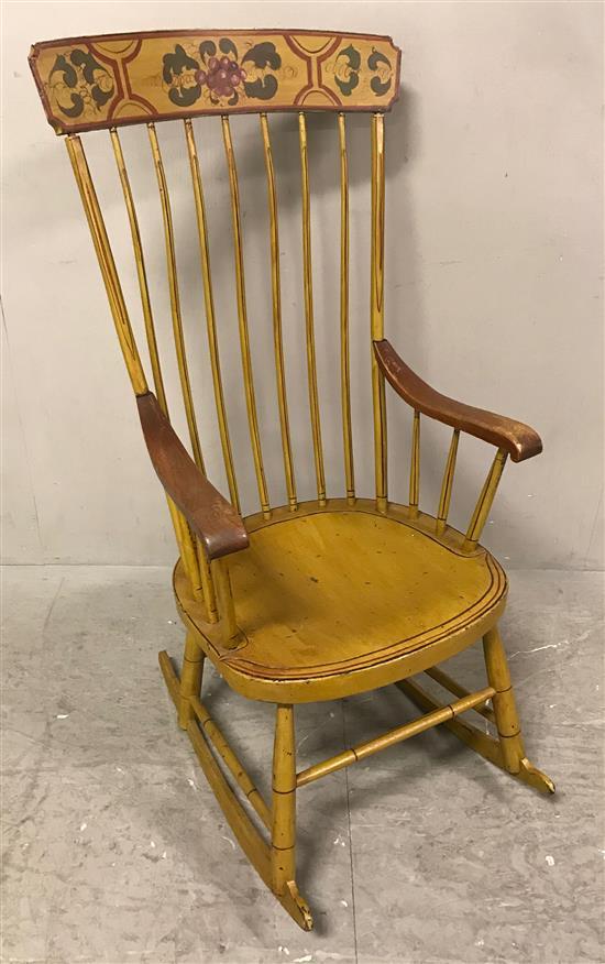 Lot - EARLY BAMBOO WINDSOR PA. CHEESE CUTTER ROCKER WITH PAINT ...