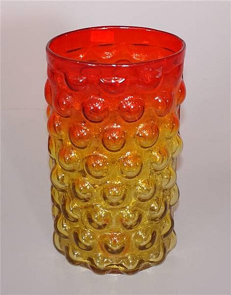 Lot - BLENKO GLASS TANGERINE "VINEYARD" OVAL VASE, 10"