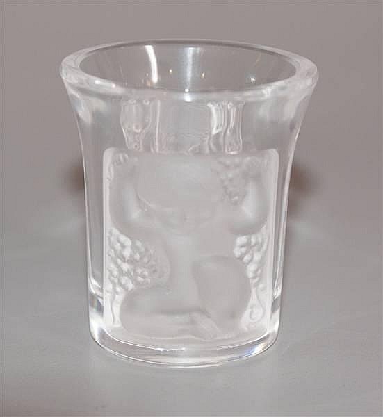 Lot - SIGNED LALIQUE FRANCE TOOTHPICK WITH PUTTI PANELS, 1 3/4"