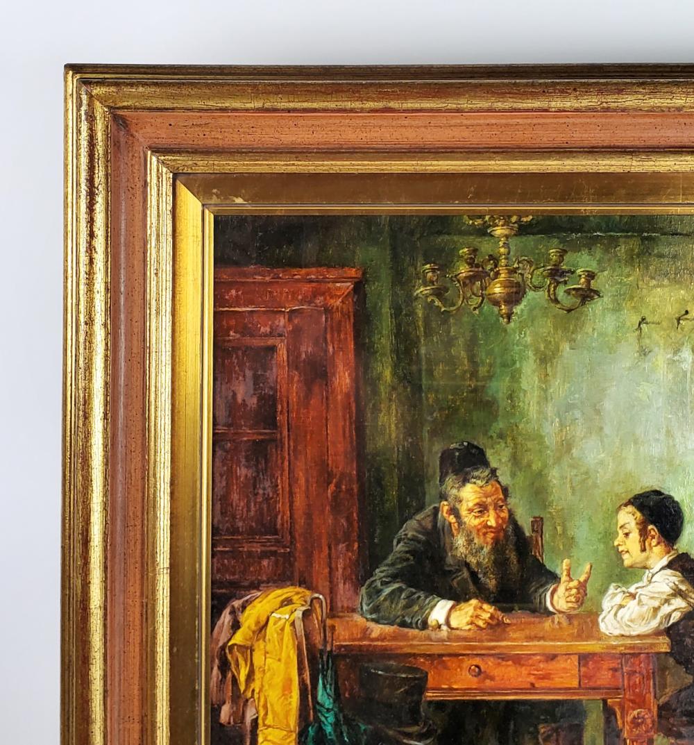 19th C. Solomon Lesk Watercolor Judaica Painting of Rabbi