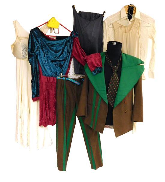 Lot - TEXTILES: Two dance costumes and four other garments: brown suit ...