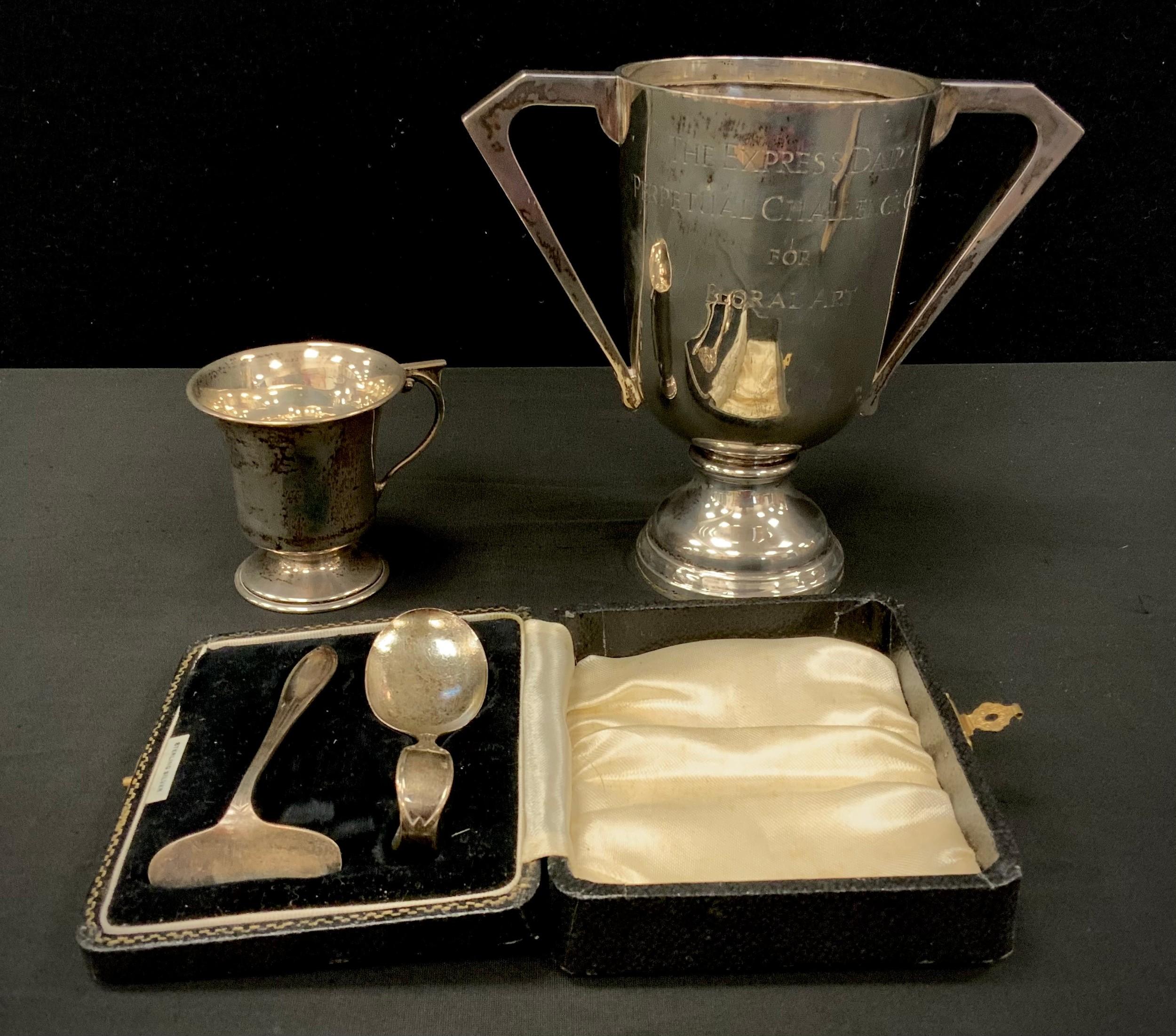 At Auction: Silver including; silver trophy, Birmingham,c.1934 ...