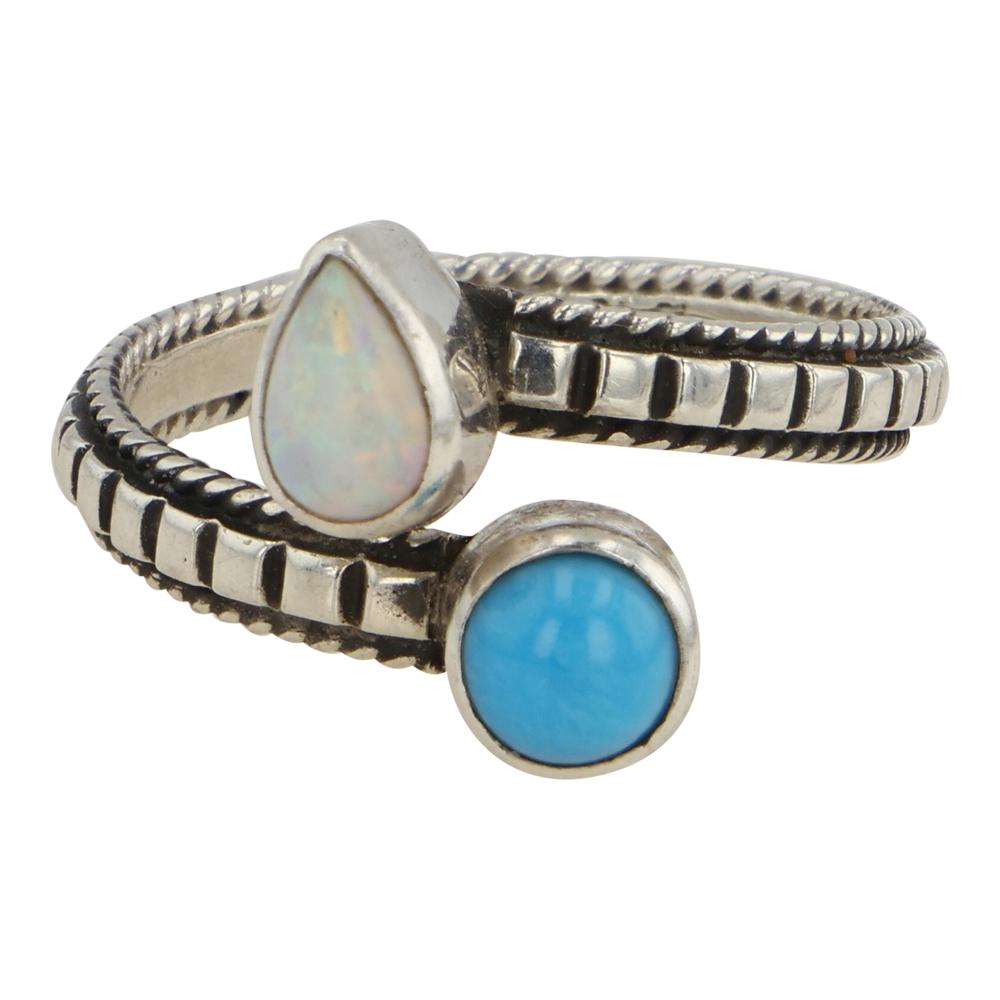 Lot - Elgin Tom Navajo Turquoise & Synthetic Opal Adjustable Ring