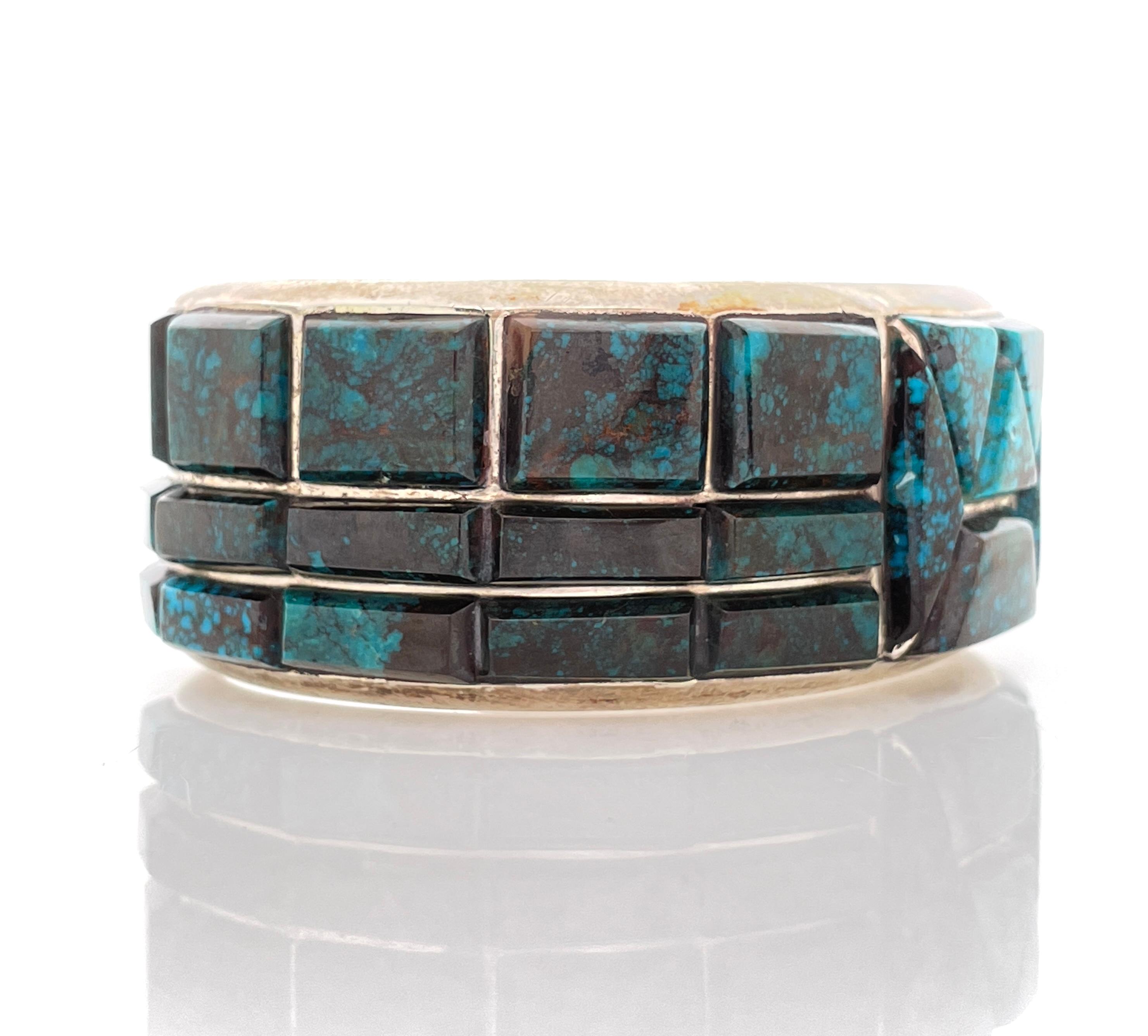Lot - LIGHTFOOT NATIVE AMERICAN STERLING SILVER BISBEE TURQUOISE CUFF