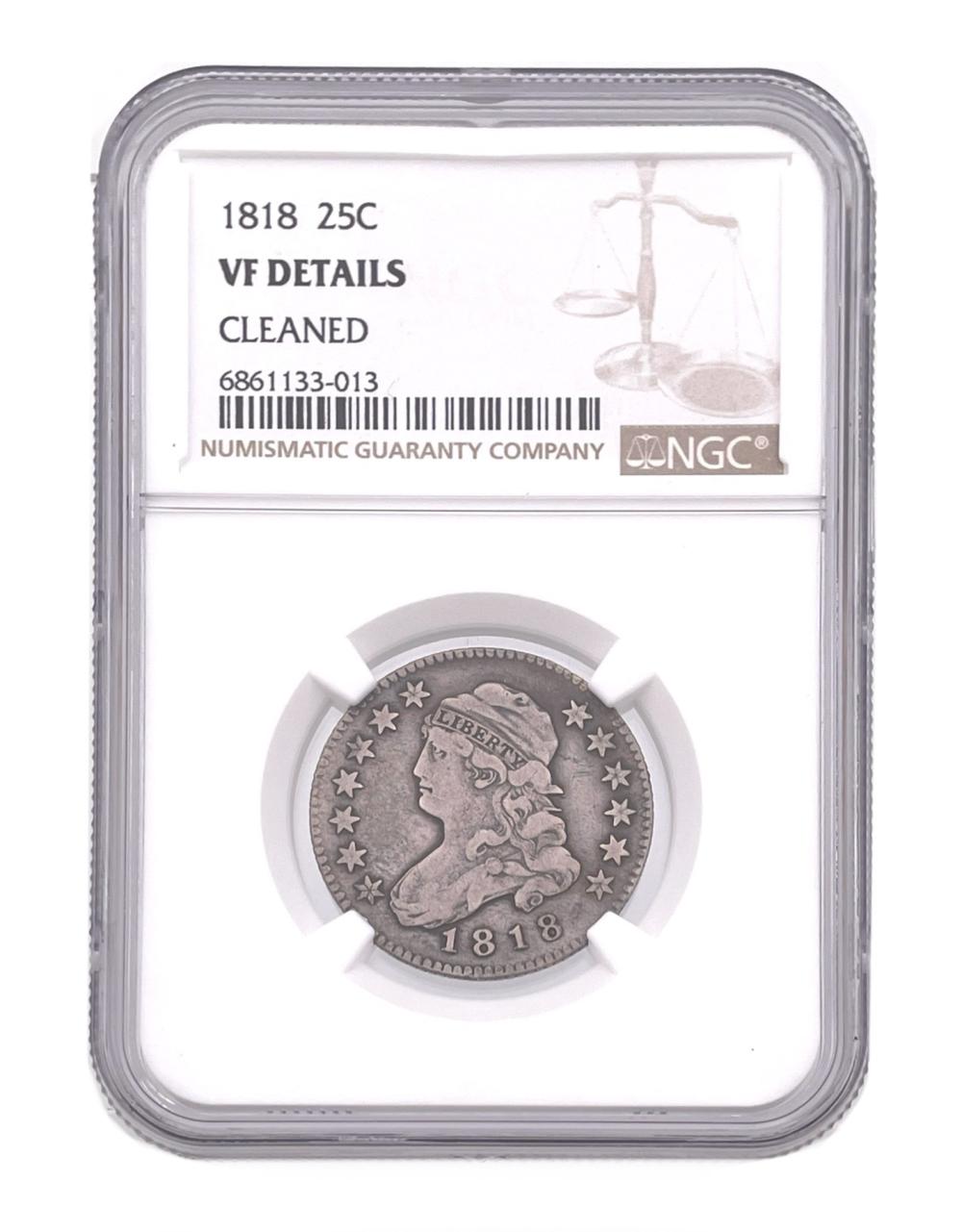 Lot - 1818 CAPPED BUST SILVER QUARTER NGC VF DETAILS