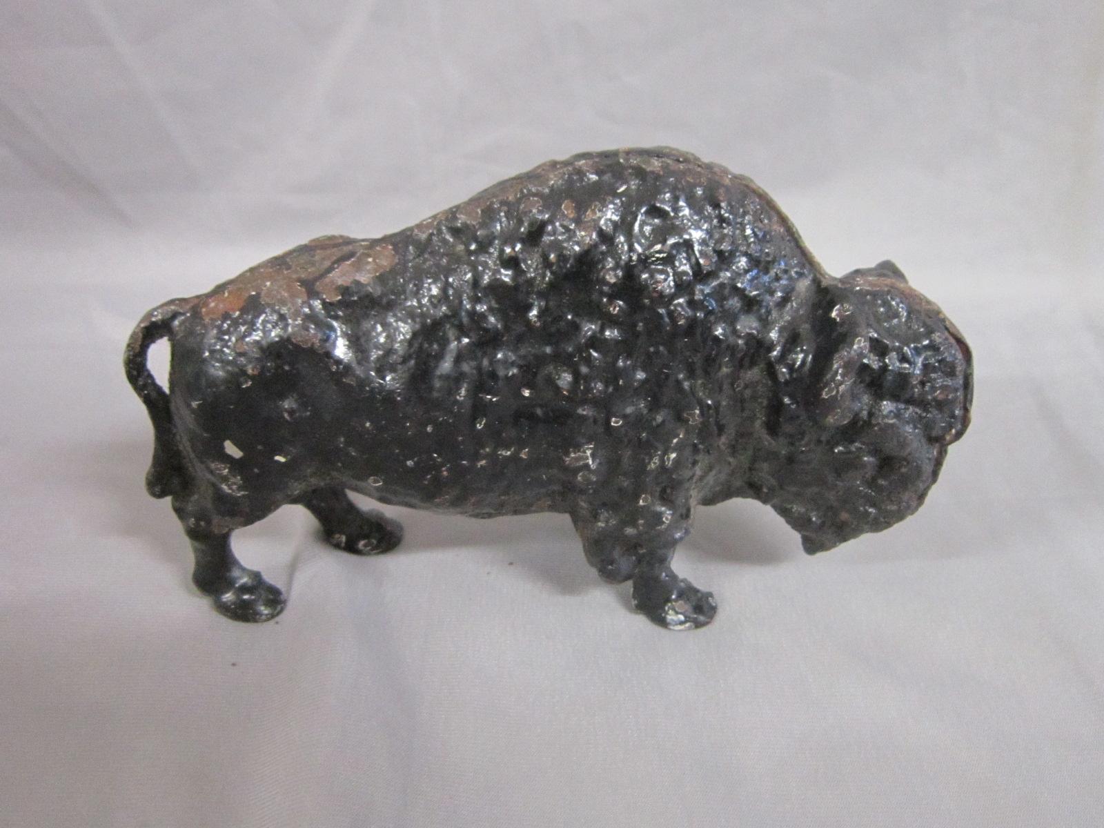 Lot - Vintage Cast Iron Buffalo Still Bank