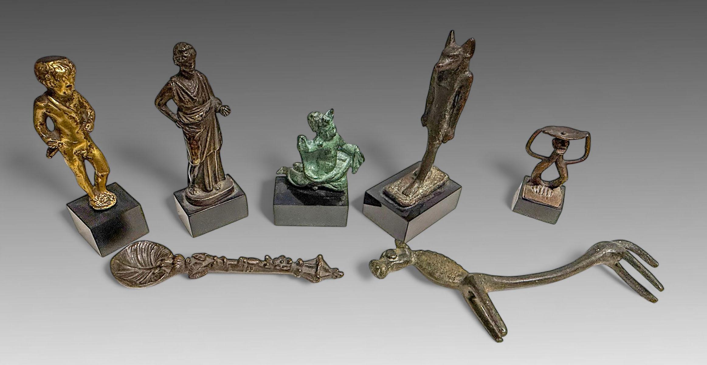 At Auction: 7PC. MINIATURE BRONZE LOT