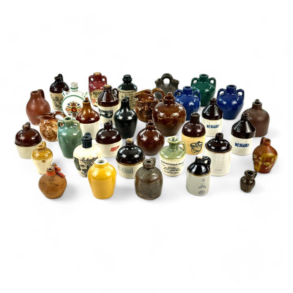 Lot - Great Collection of Miniature Stoneware and Other Jugs
