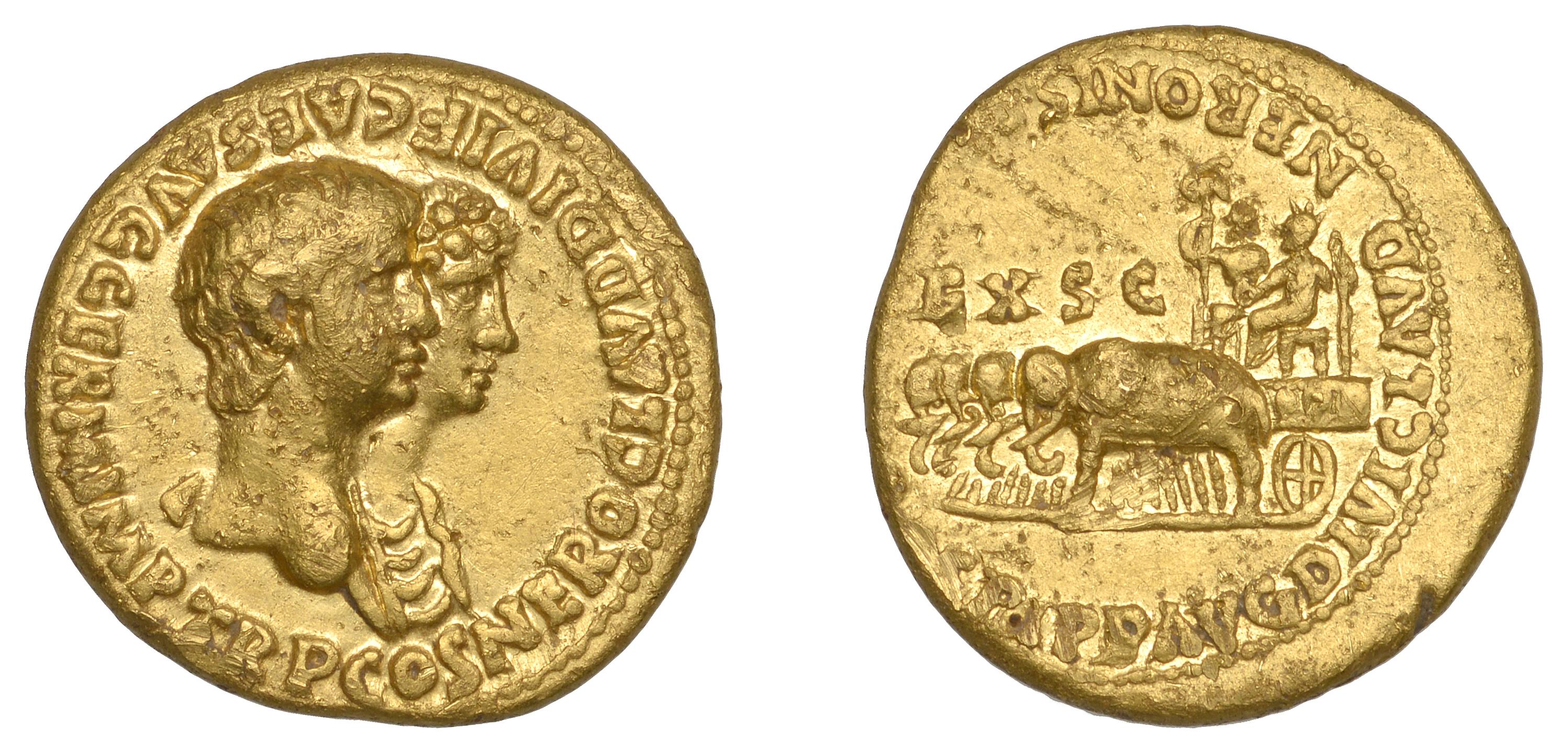 Bid Now: Roman Imperial Coinage, Nero and Agrippina II, Aureus, Rome ...