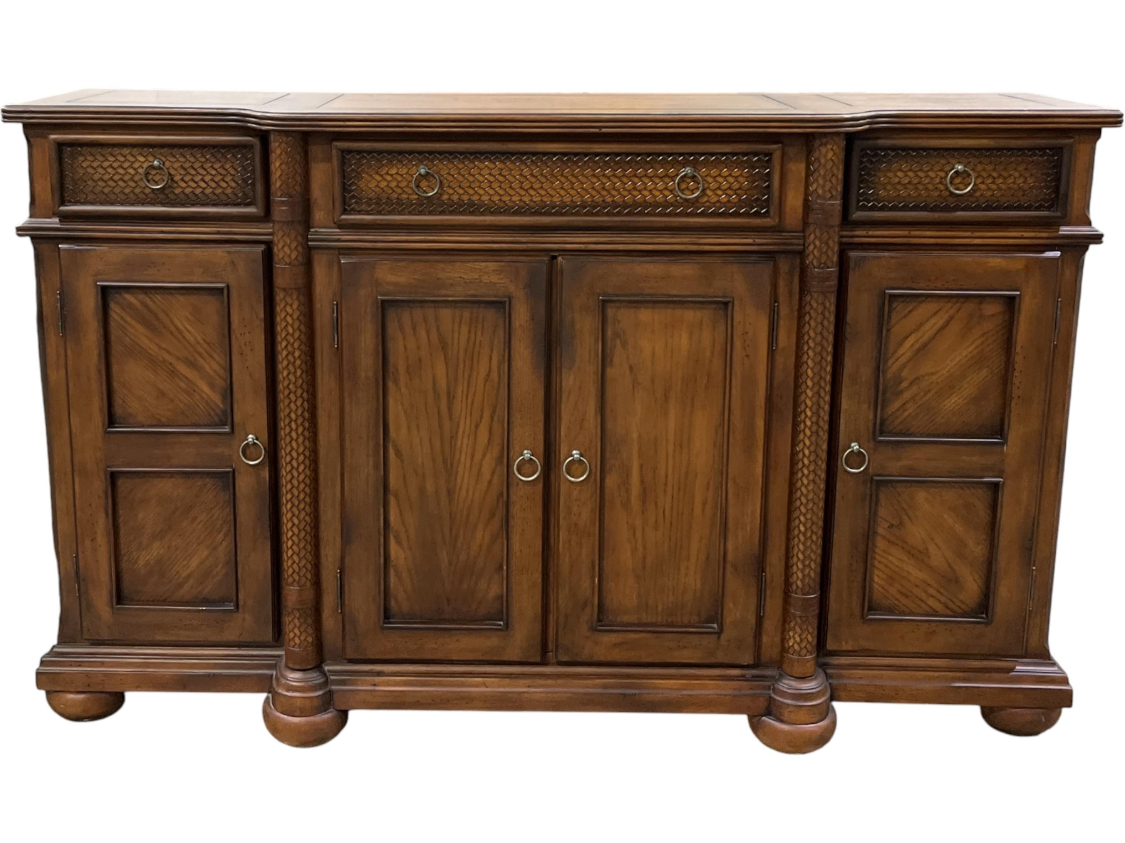 Lot - British Colonial Style Wood Breakfront Server