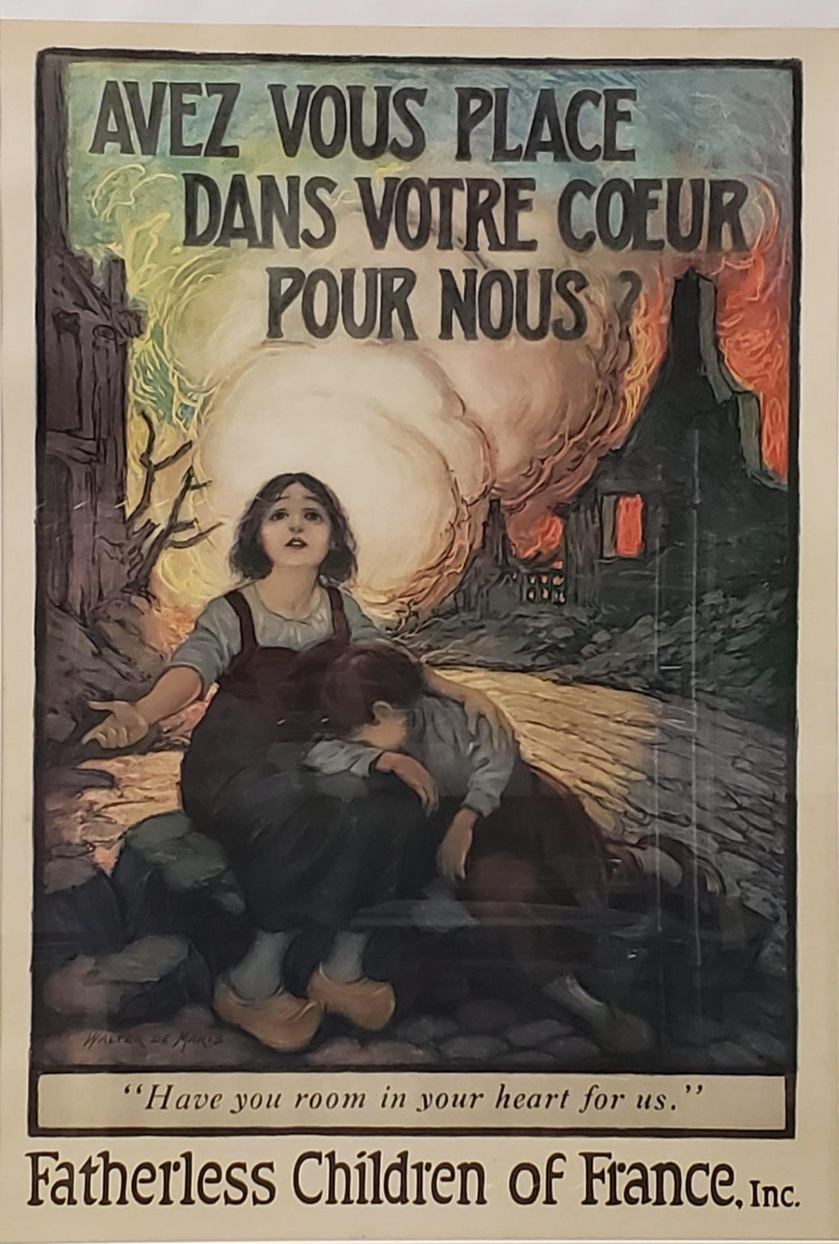 Lot - WWI "Fatherless Children Of France" Poster