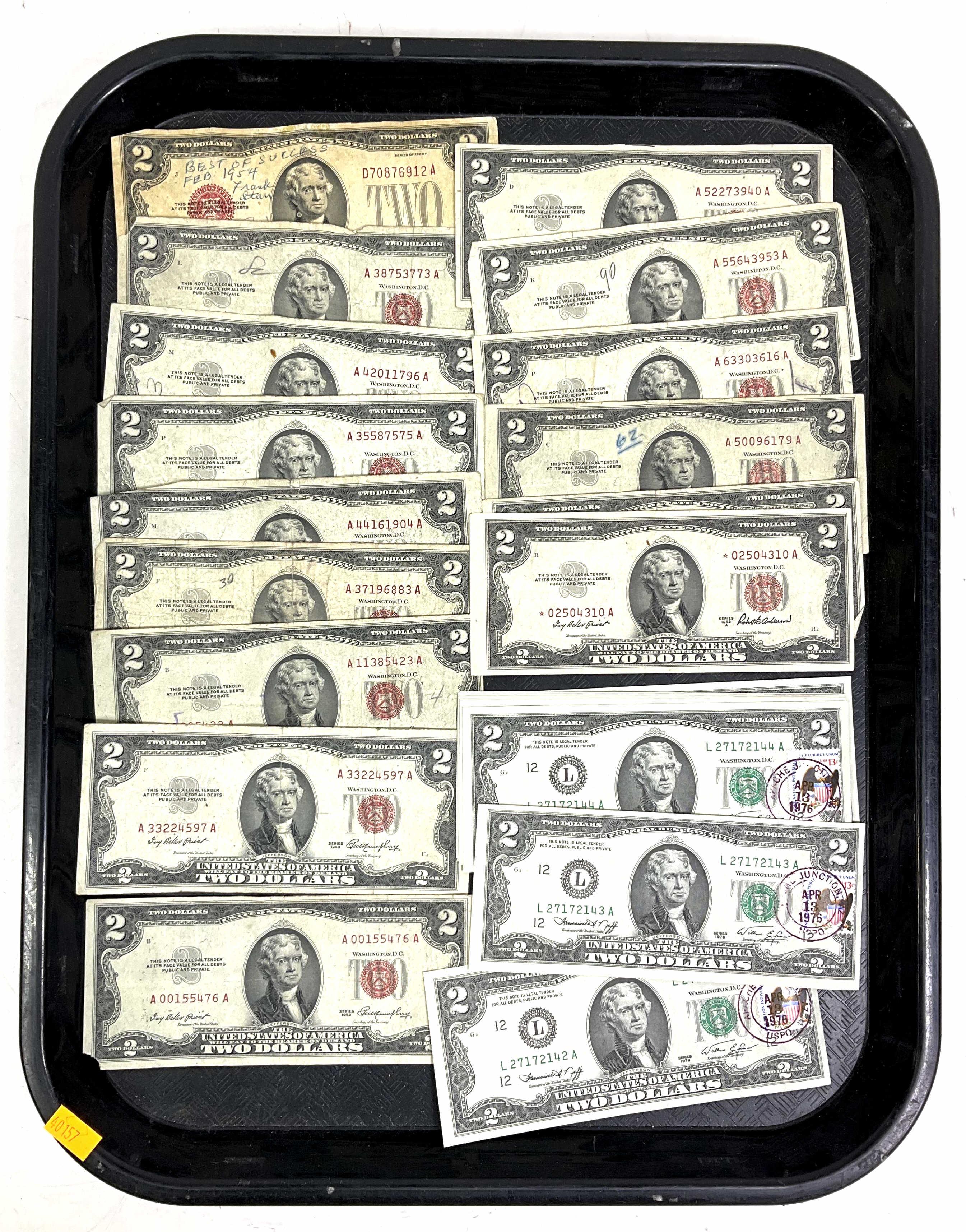 Lot - Assorted 1928-1976 U.S. $2 Notes, Two Dollar Bills