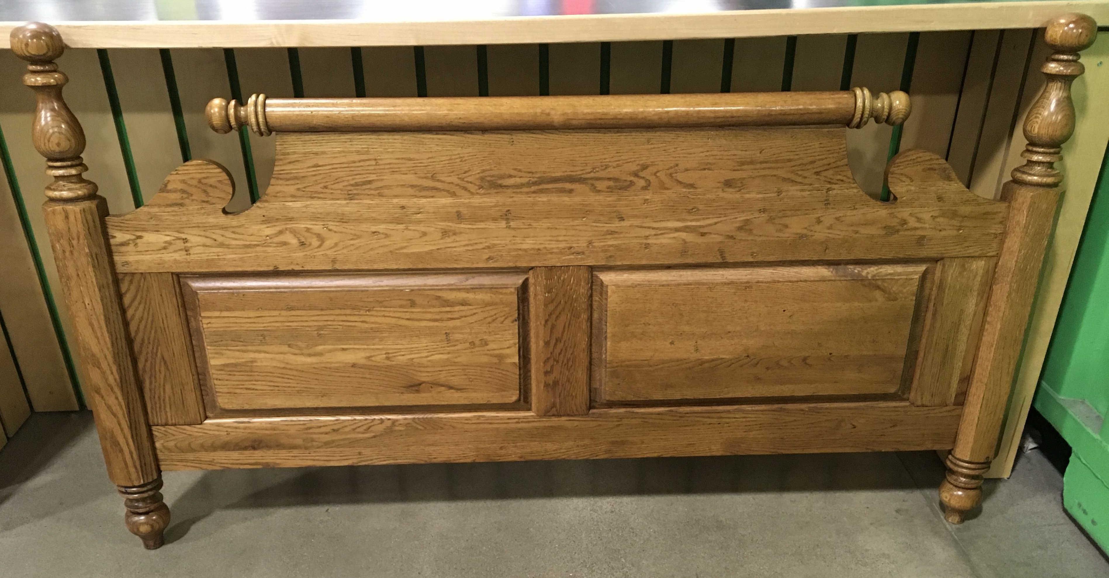 Lot - Traditional Oak Full Size Headboard & Footboard