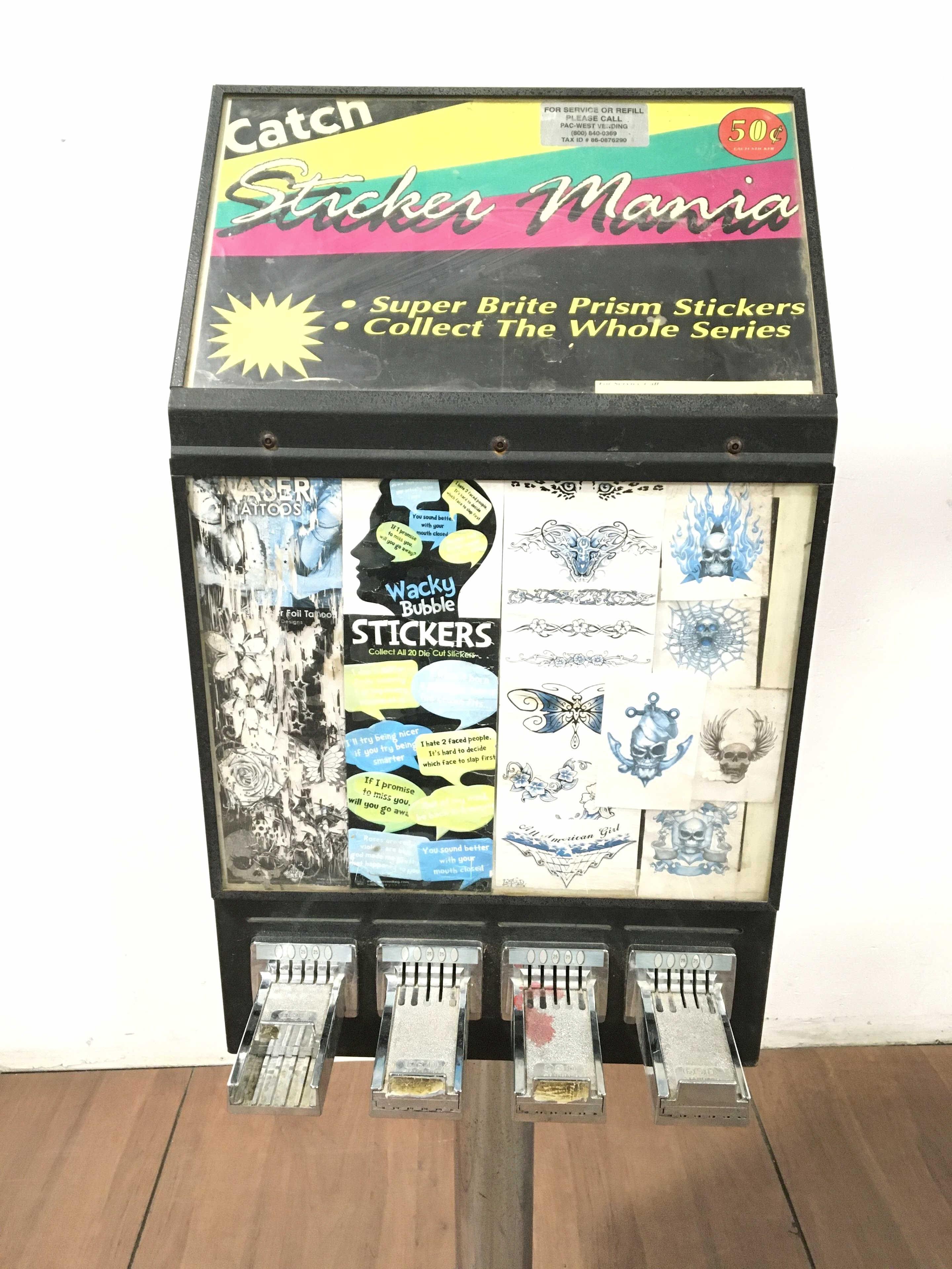 Lot - Sticker Mania 50¢ Coin Op Sticker Vending Machine