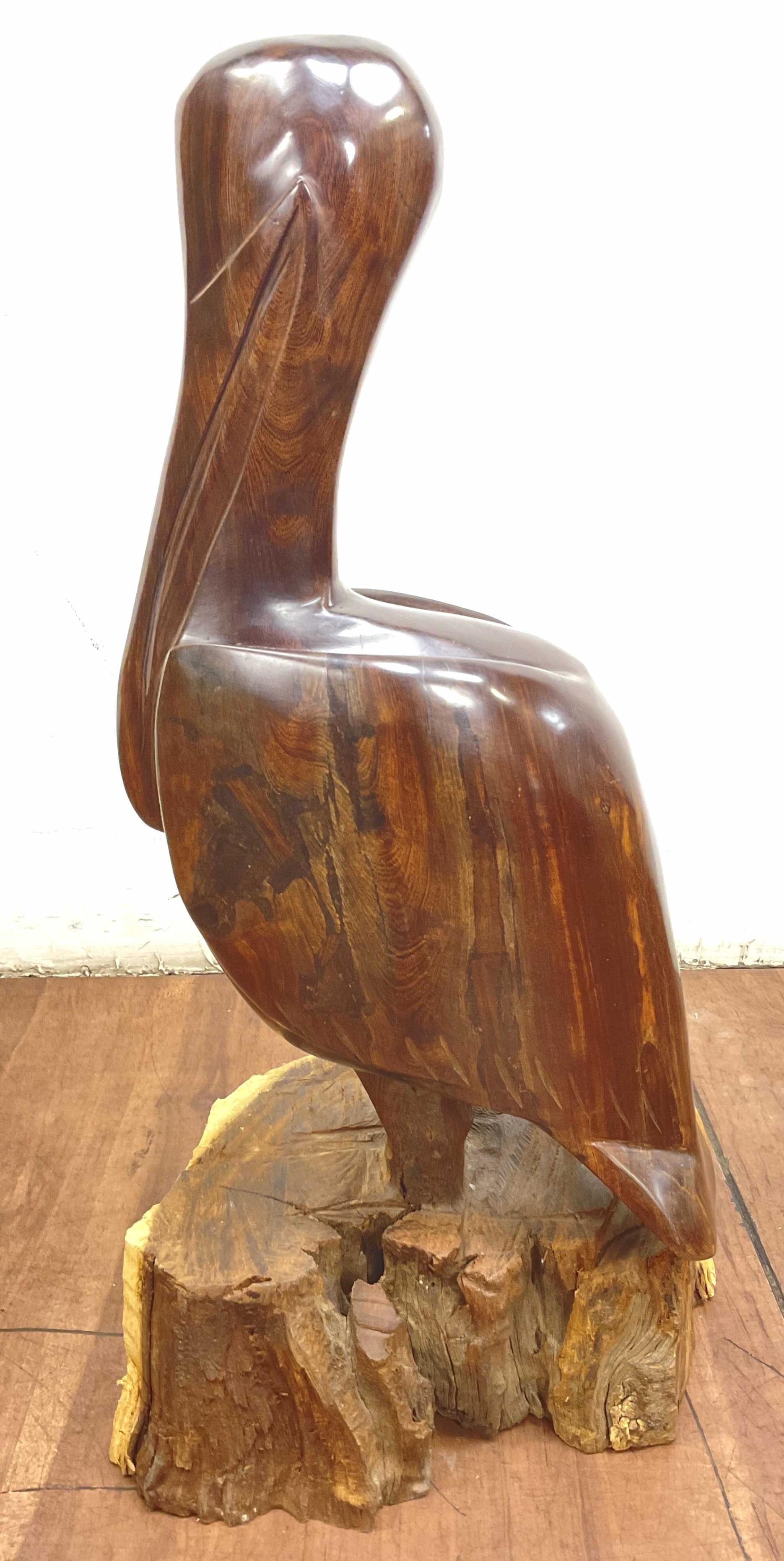 Lot - Large Carved Ironwood Pelican Sculpture