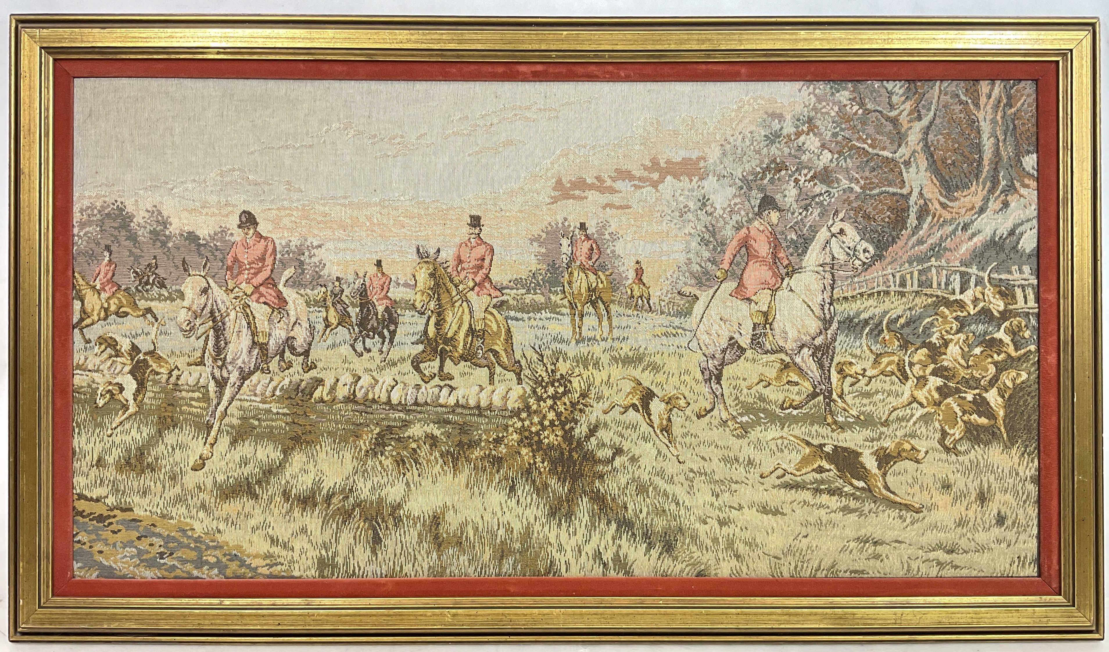 Lot - Framed English Hunting Scene French Wall Tapestry