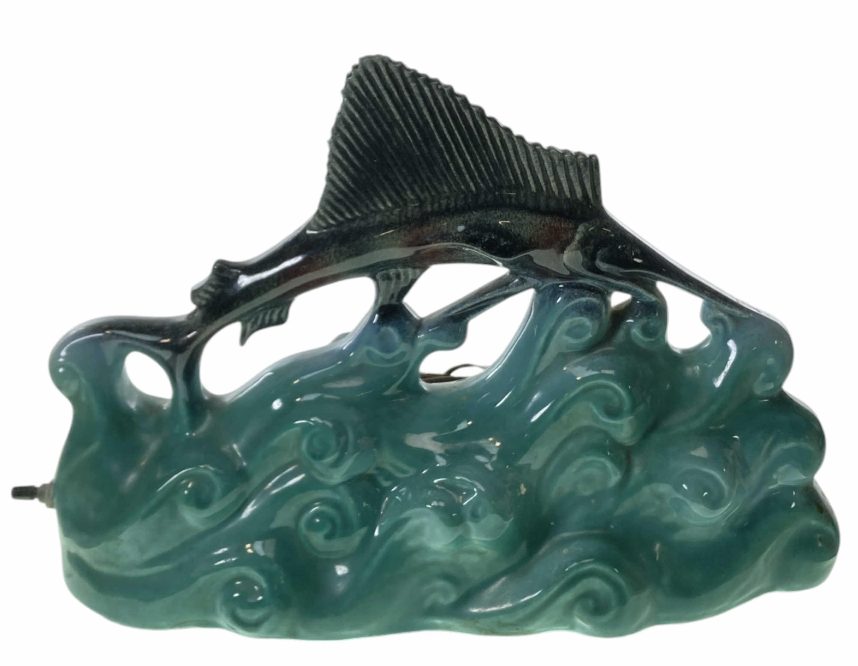 Lot - Mid Century Modern Majolica Ceramic TV Lamp
