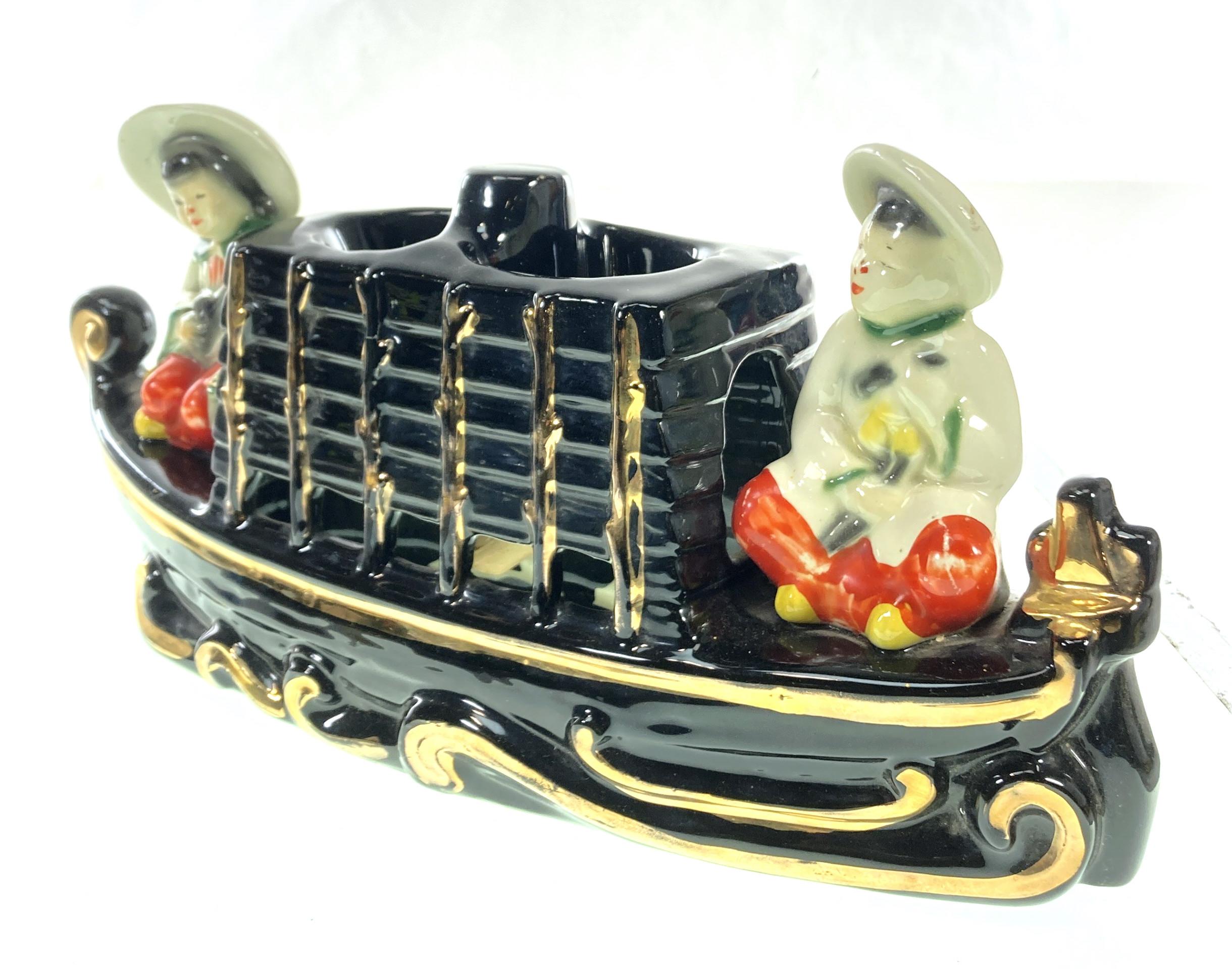 Lot - Mid Century Modern Majolica Ceramic TV Lamp
