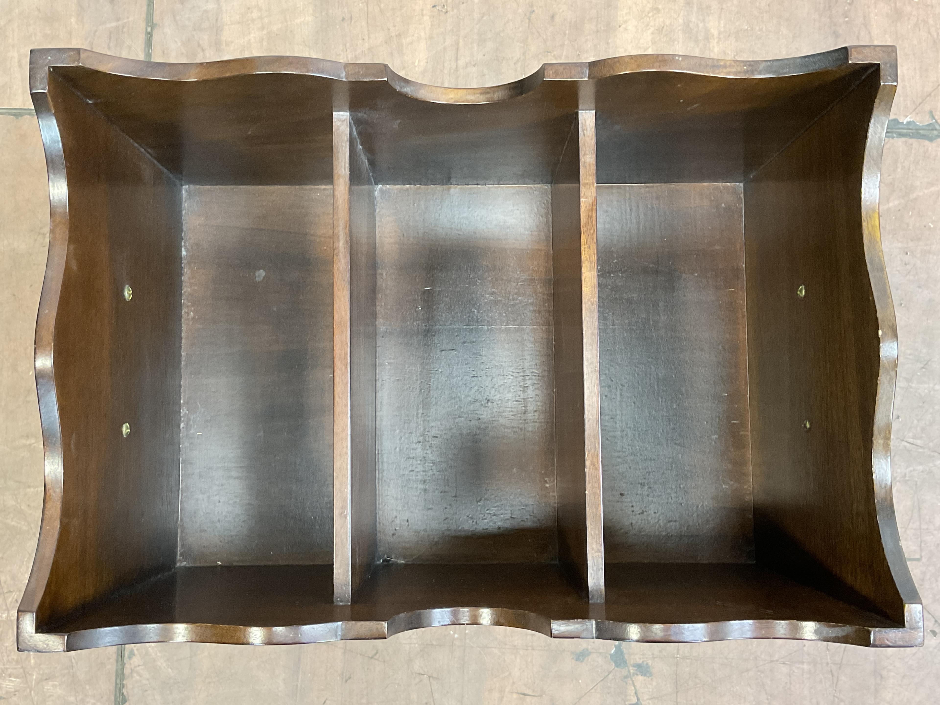 Lot - Traditional Divided Magazine Rack w/ Brass Accents