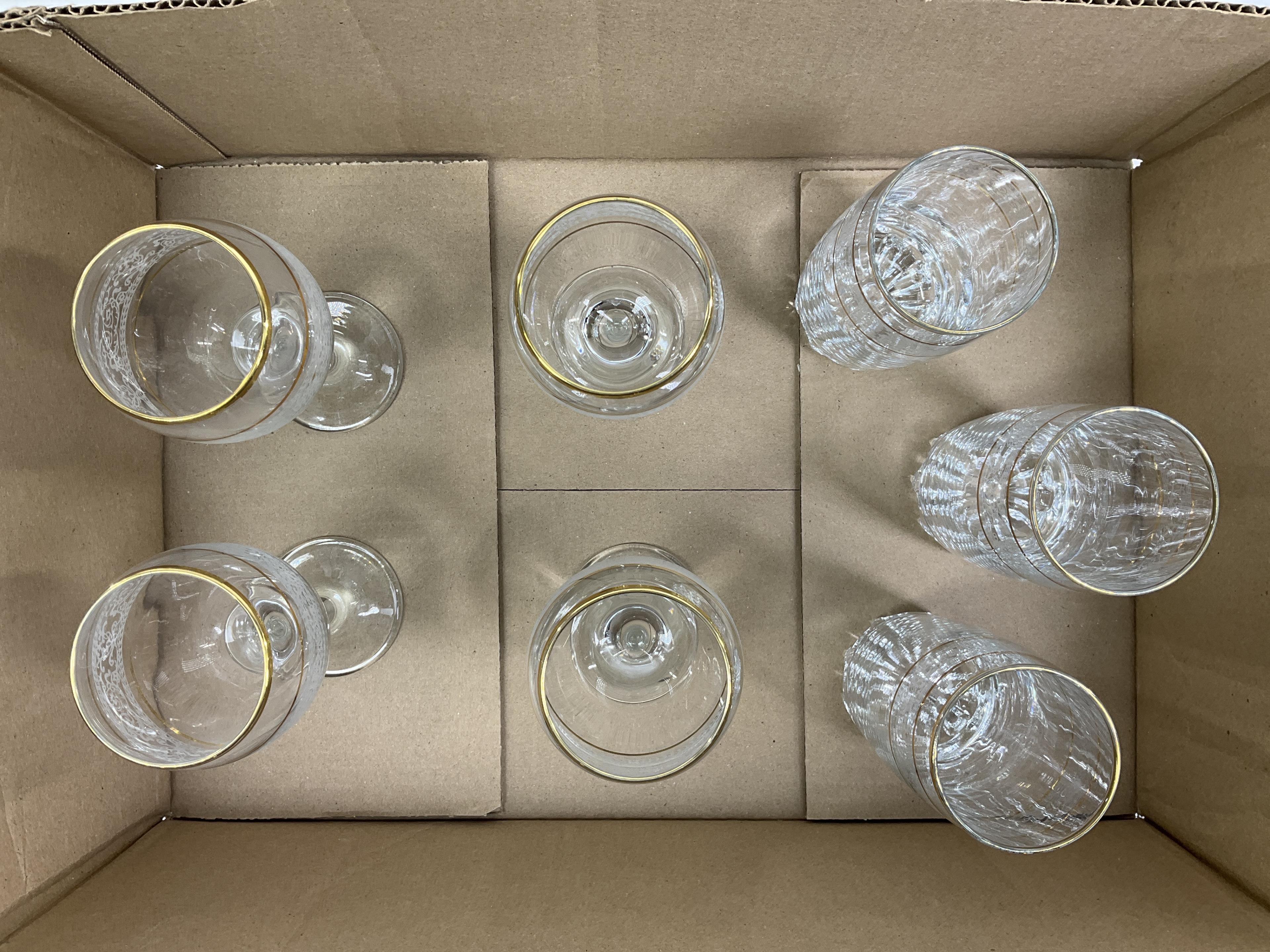 Lot - (7) Paloma Gold Crystal Highball & Goblets