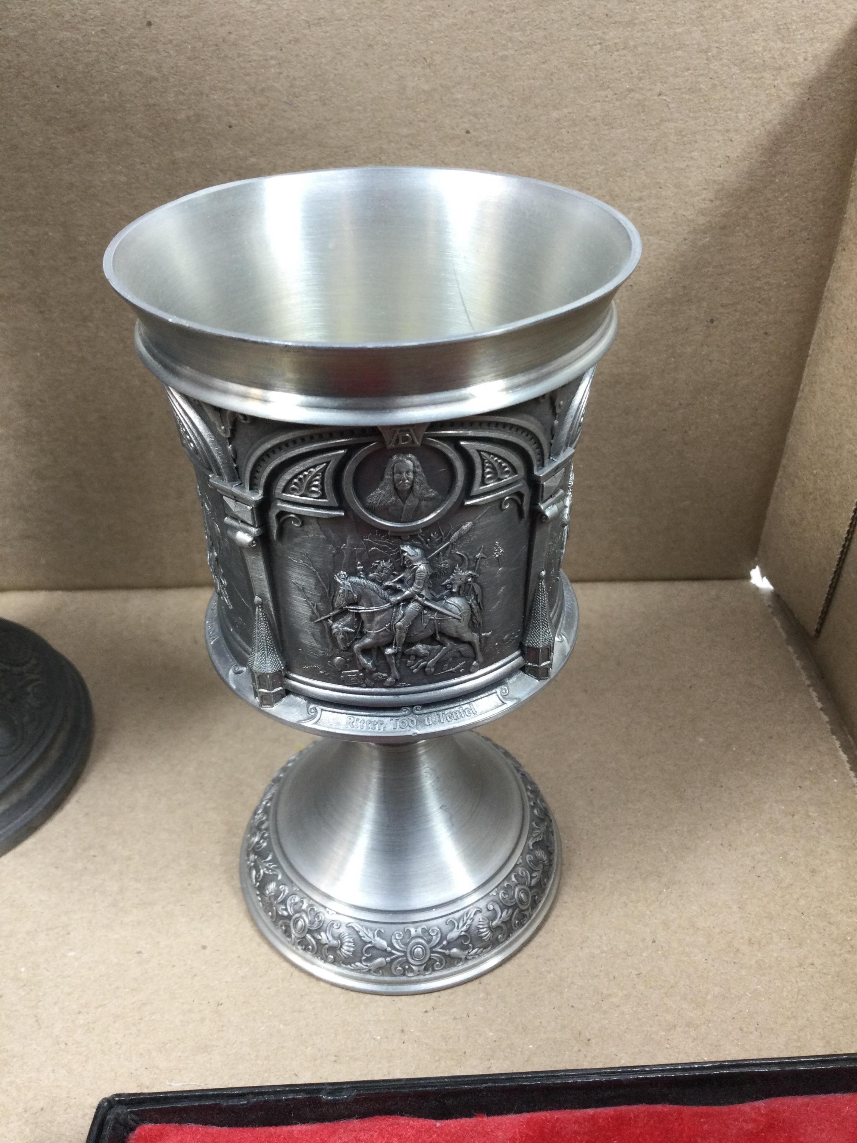 Lot - Metal Chalices, Letter Openers, Trowel