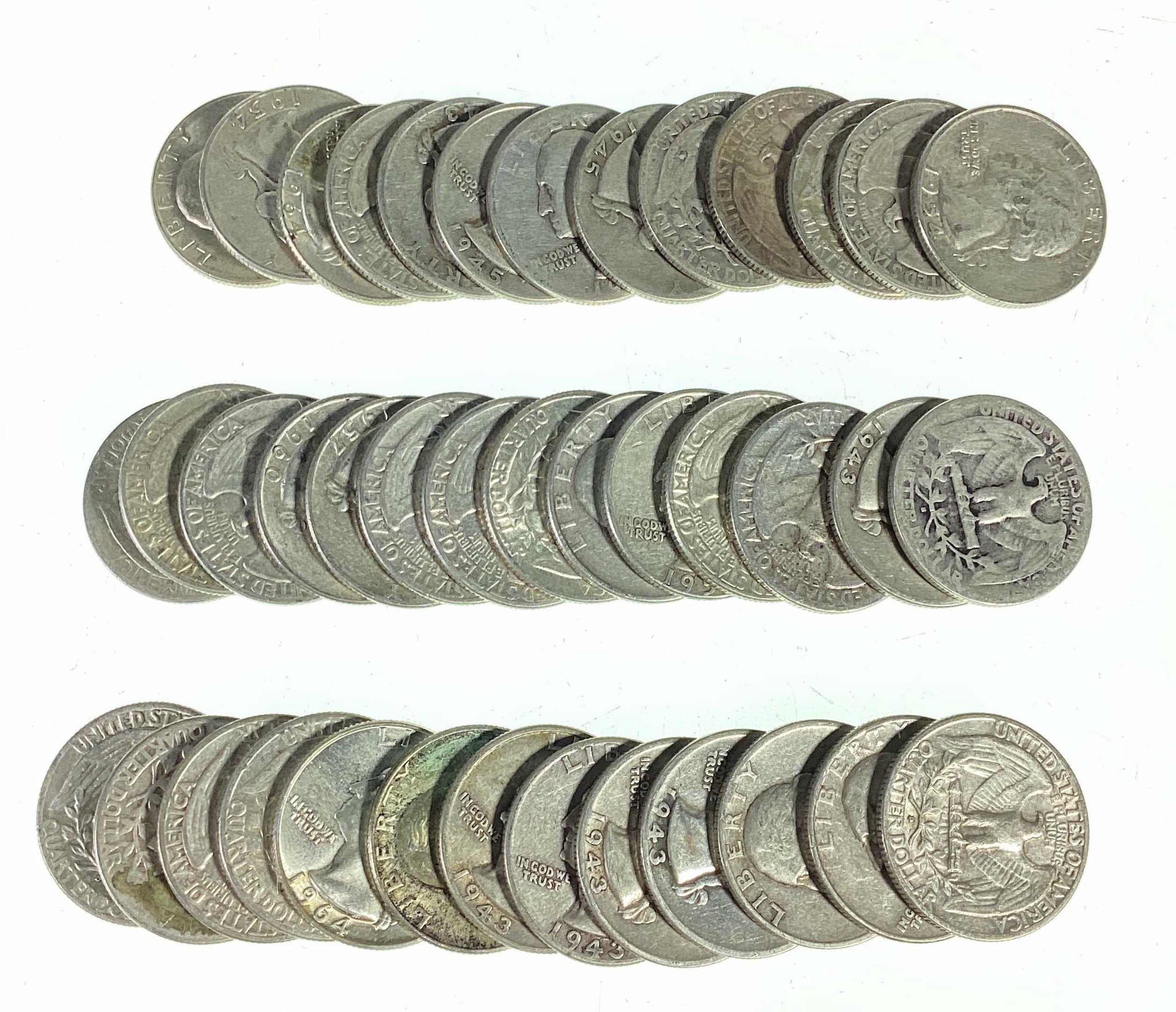 Lot - (40) U.S. Silver Quarters