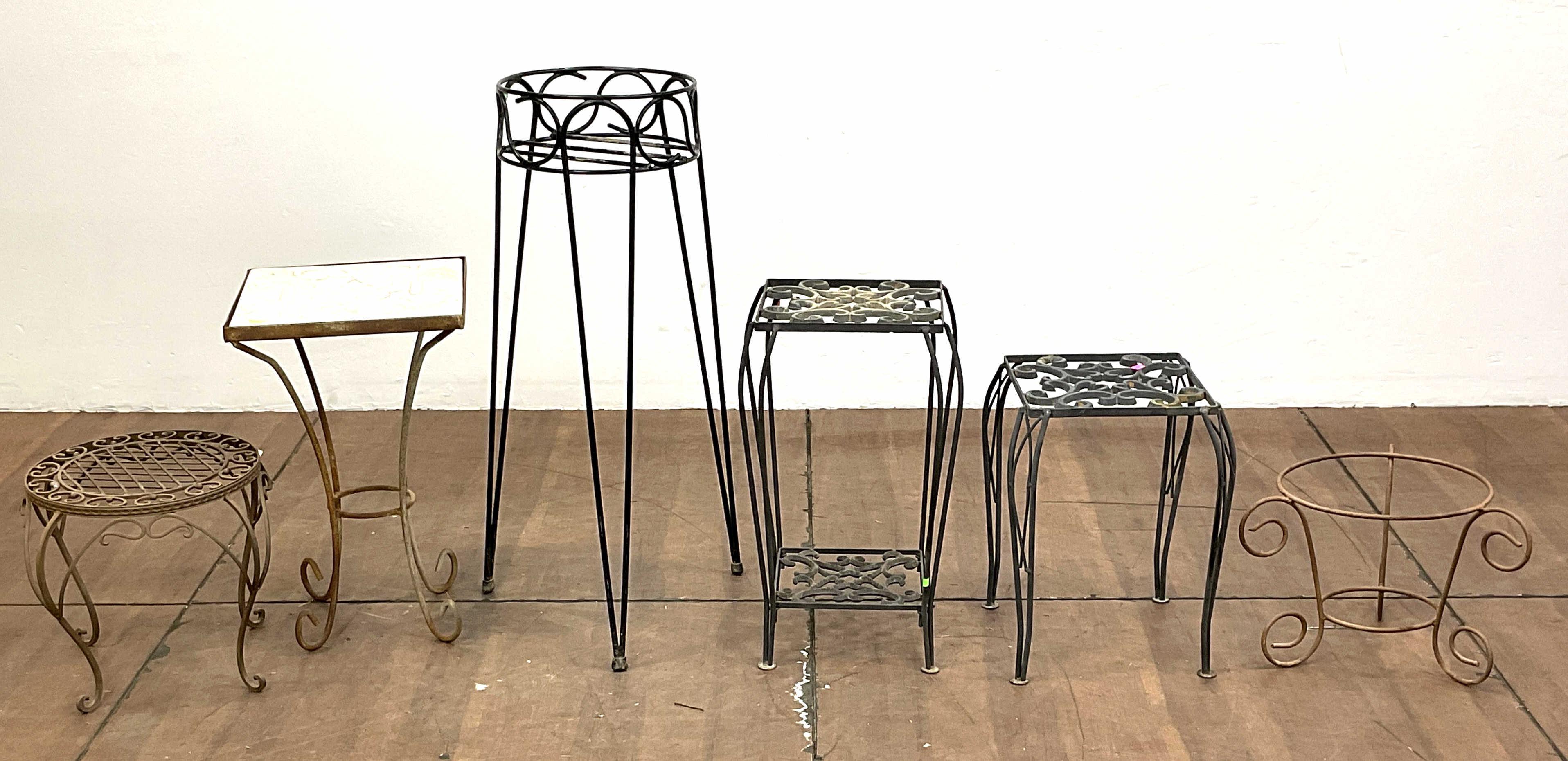 Lot - (6pc) Variety Wrought Iron Plant Stands