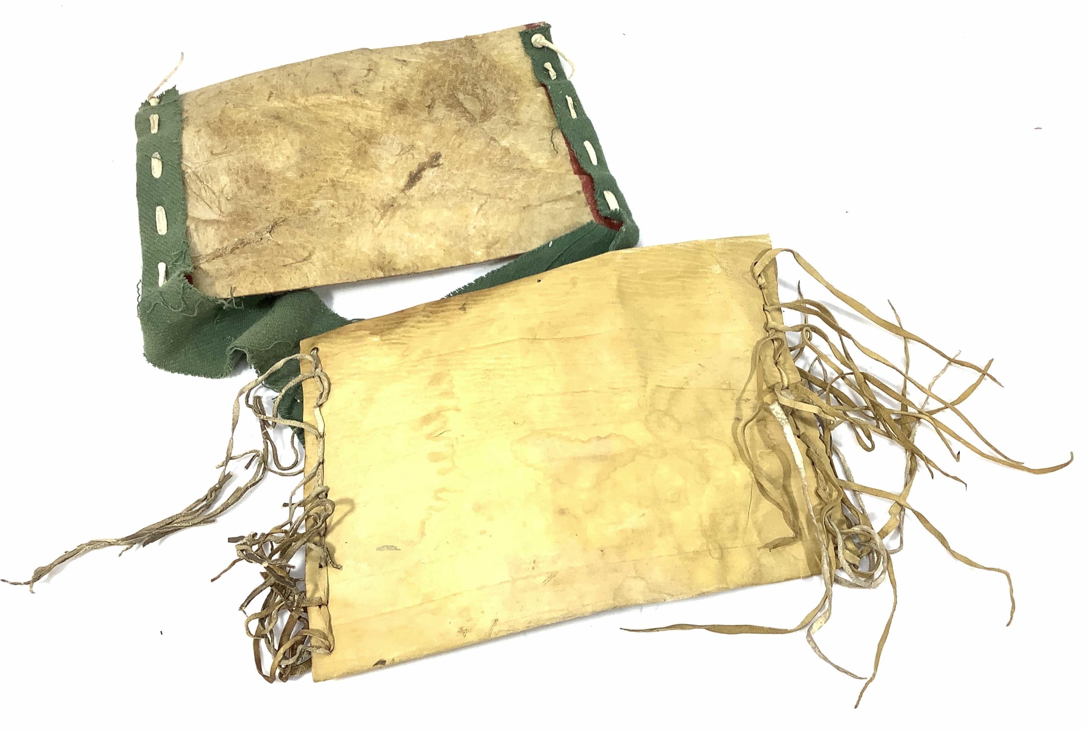 Lot - (2) Vintage Sioux Rawhide Pouches