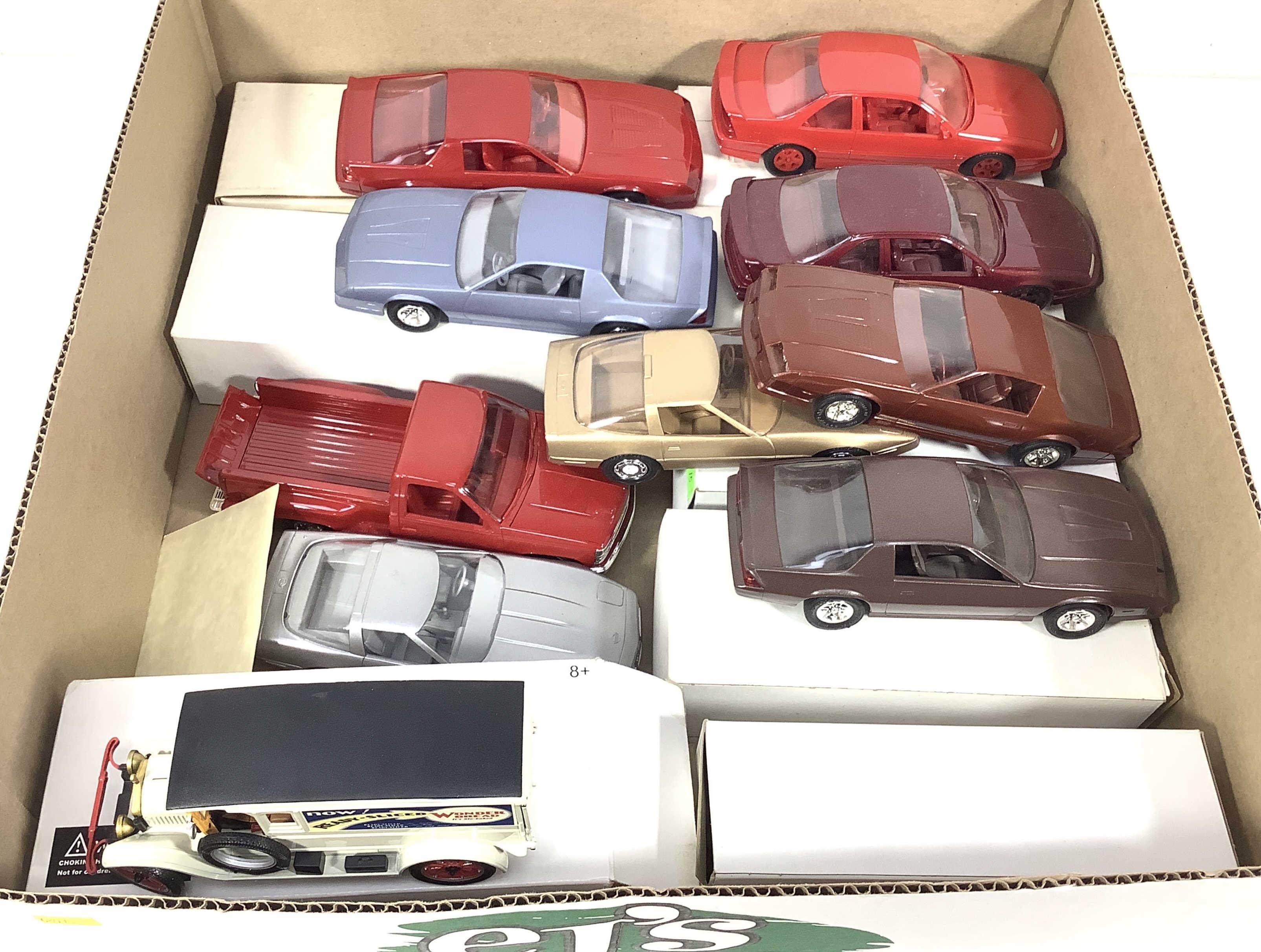 Lot - (10pc) Cars, Plastic Cars, 1920 White Delivery Van
