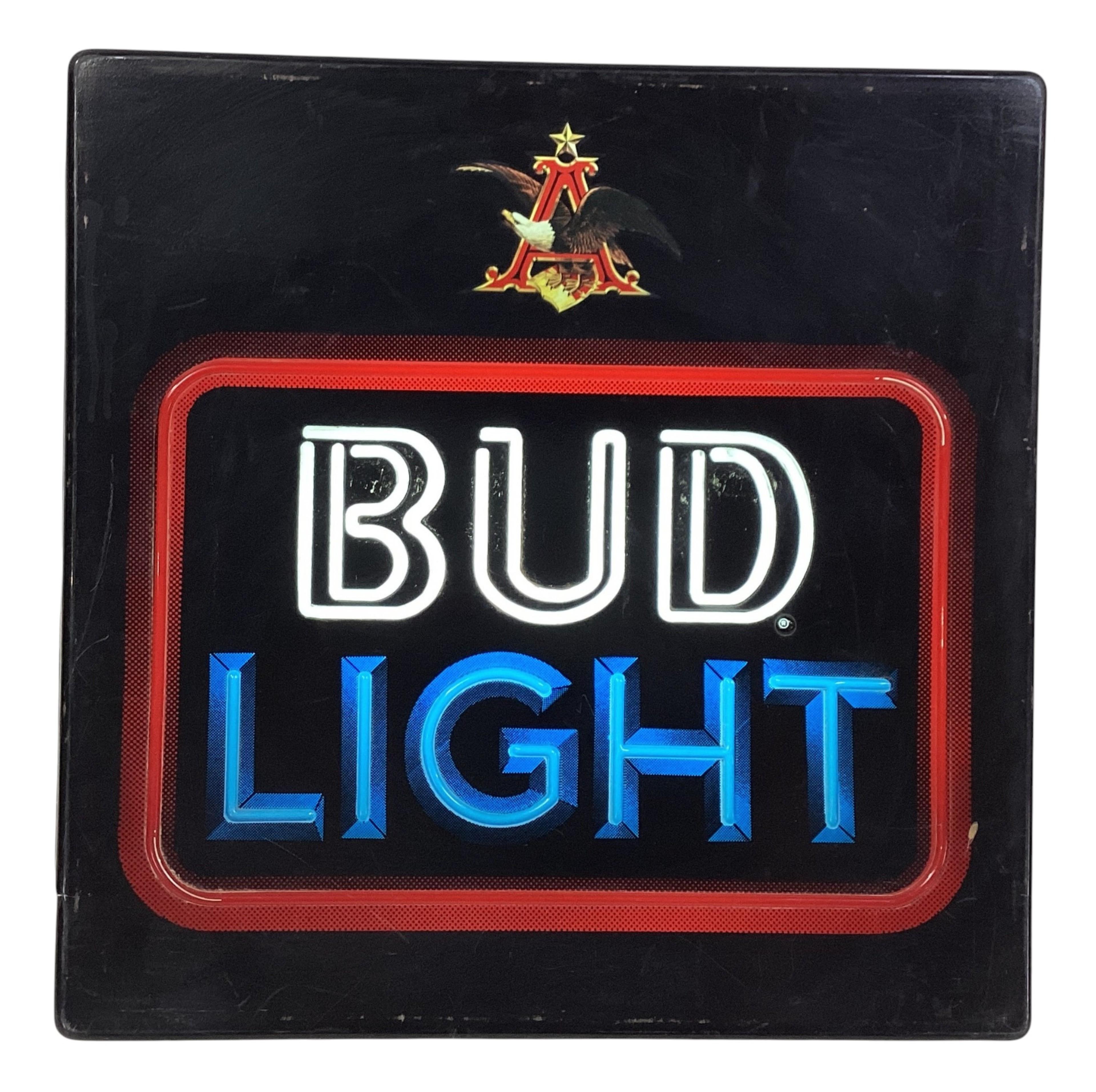 Lot - KCS Bud Light Plastic Neon Beer Sign