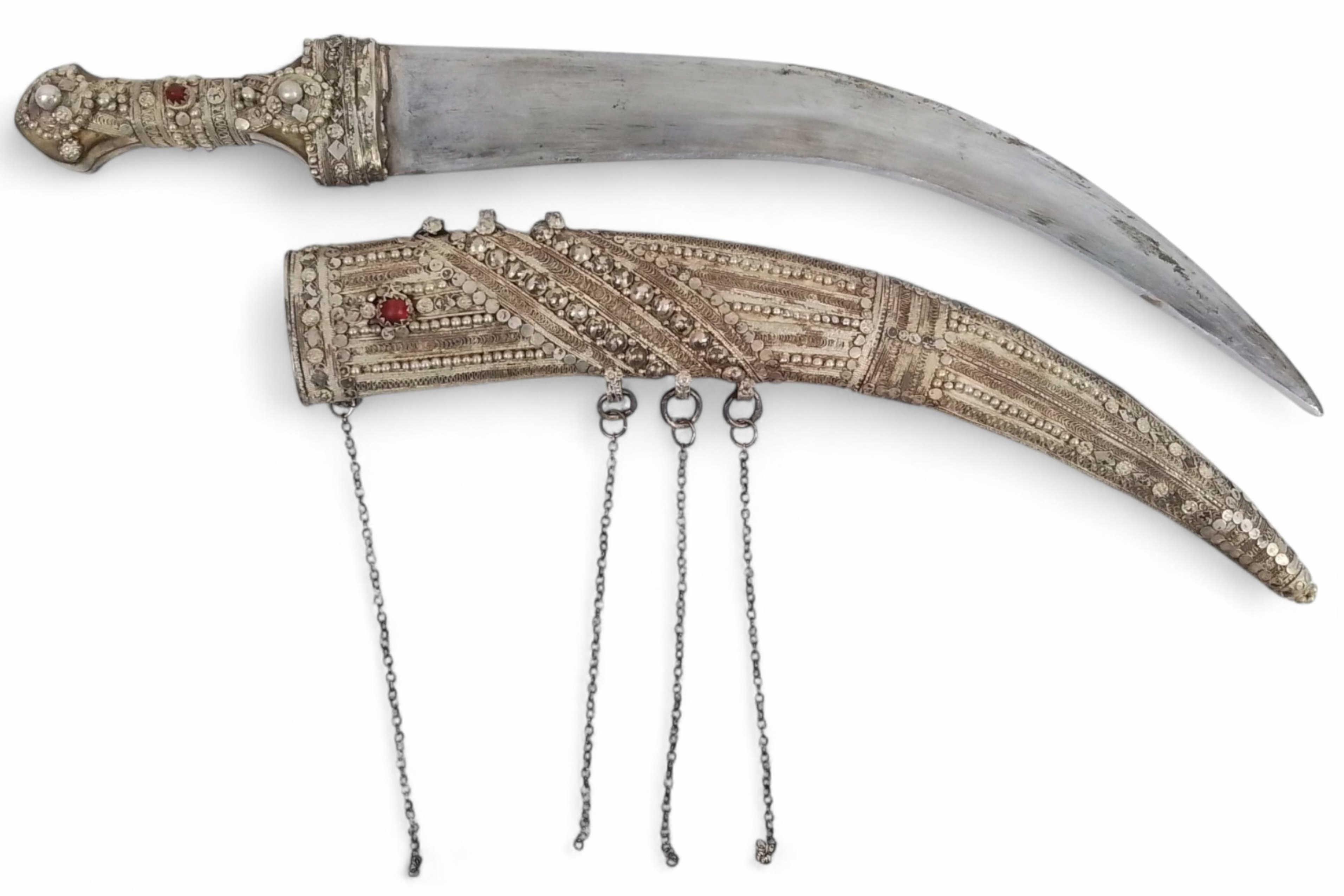 Lot - Antique Arabian Jambiya Silver Dagger