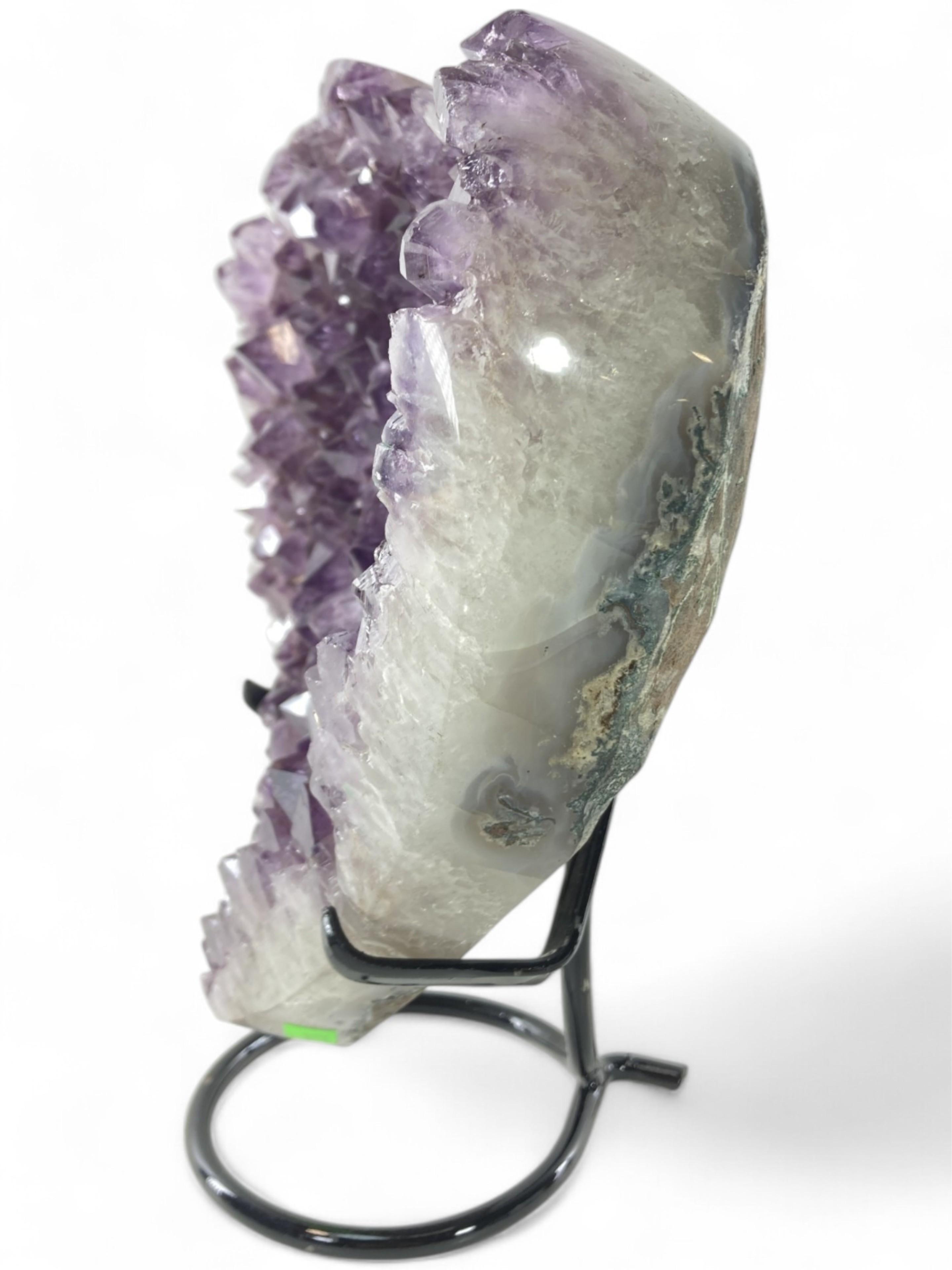 Lot - Amethyst Crystal Heart Specimen On Iron Stand