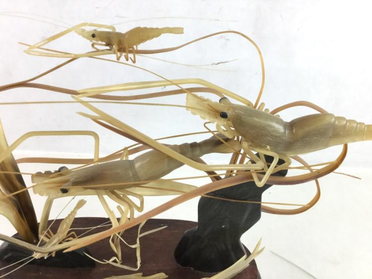 Lot - Chinese Carved Horn Shrimp Sculpture